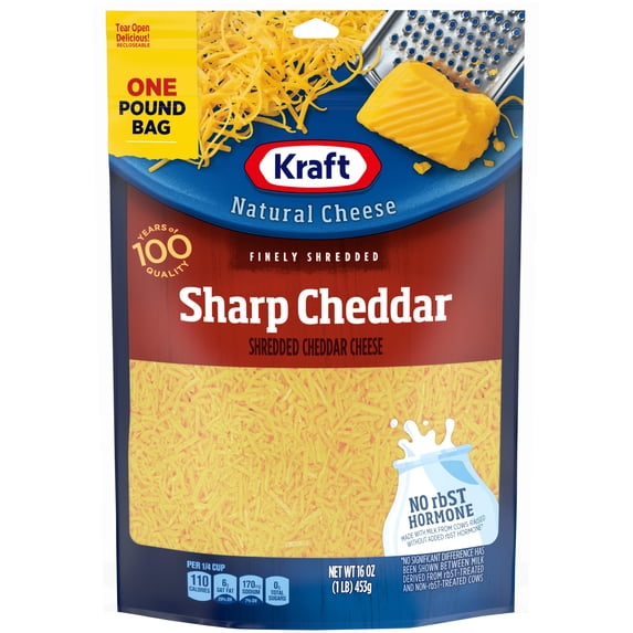 Kraft Sharp Cheddar Finely Shredded Cheese, 16 oz Bag - Walmart.com