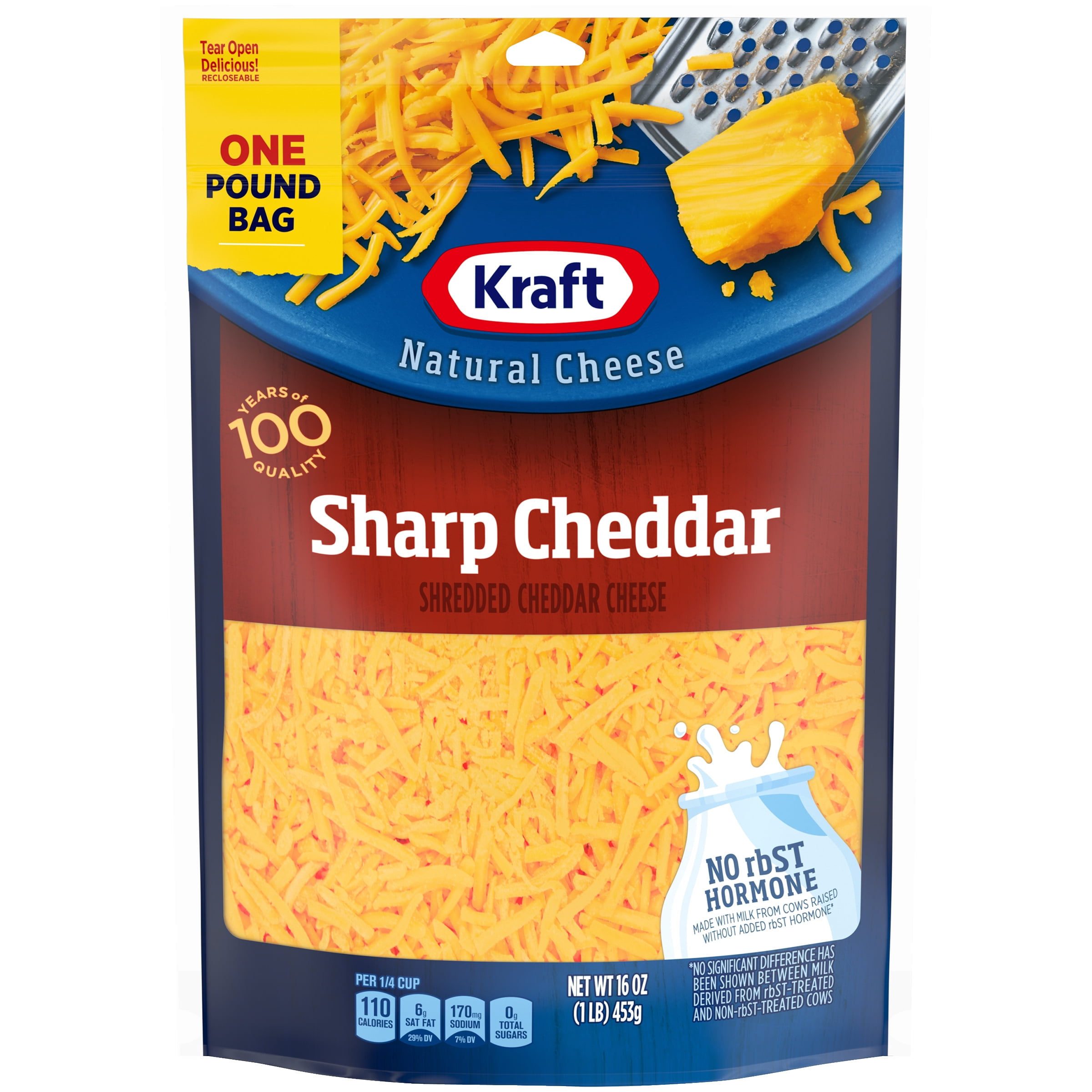 Kraft Sharp Cheddar Shredded Cheese, 16 oz Bag - Walmart.com