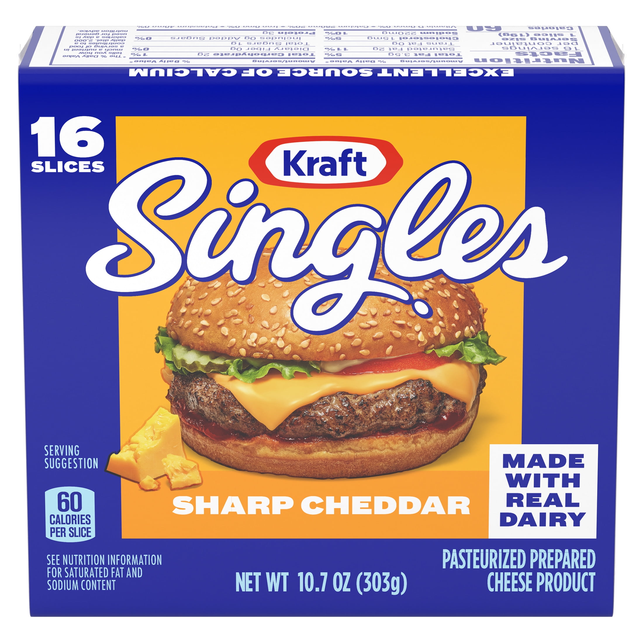 Kraft Singles Sharp Cheddar Slices, 16 Ct Pack, Refrigerated - Walmart.com