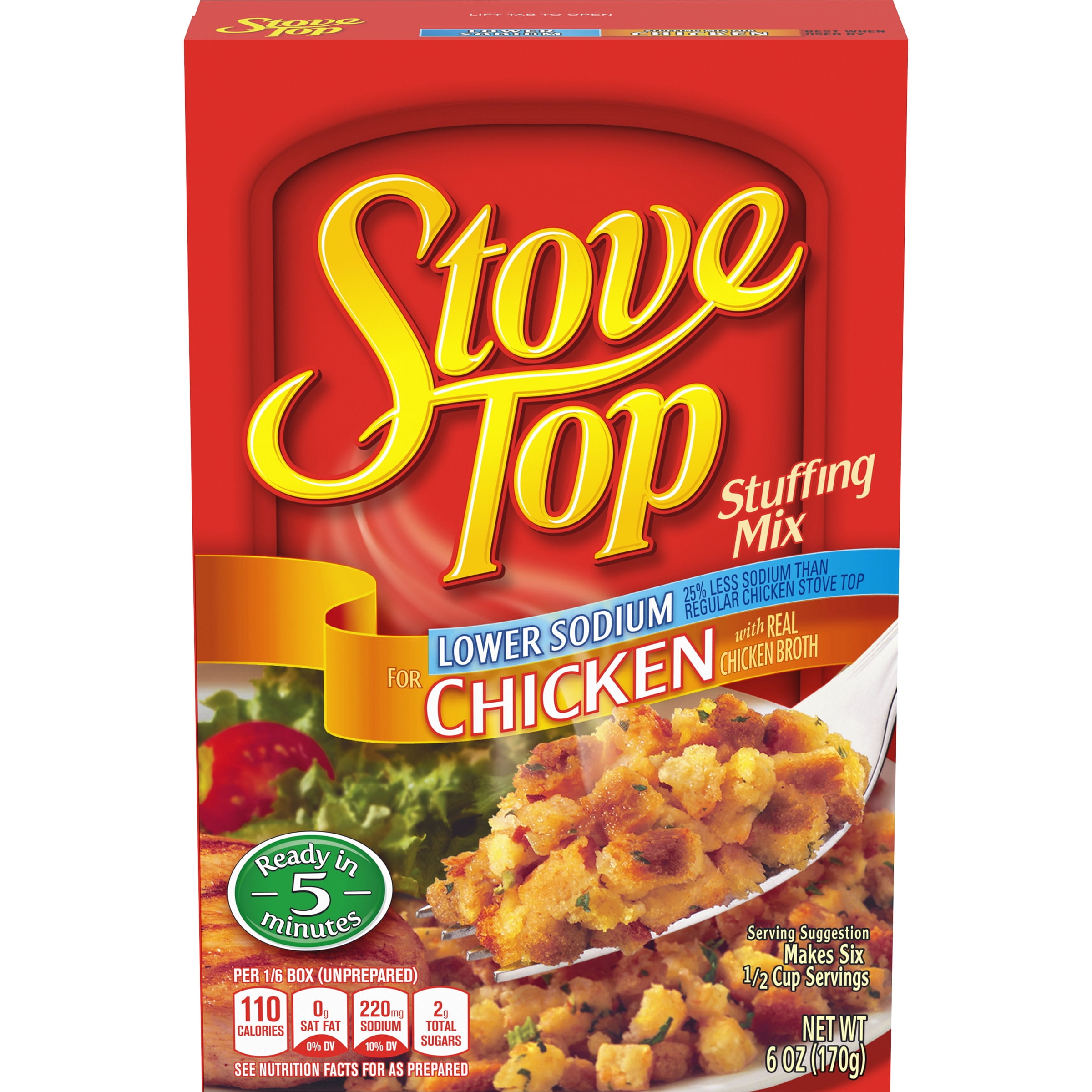 Kraft Stove Top Lower Sodium Stuffing for Chicken Mix, 6 oz Box (Pack ...