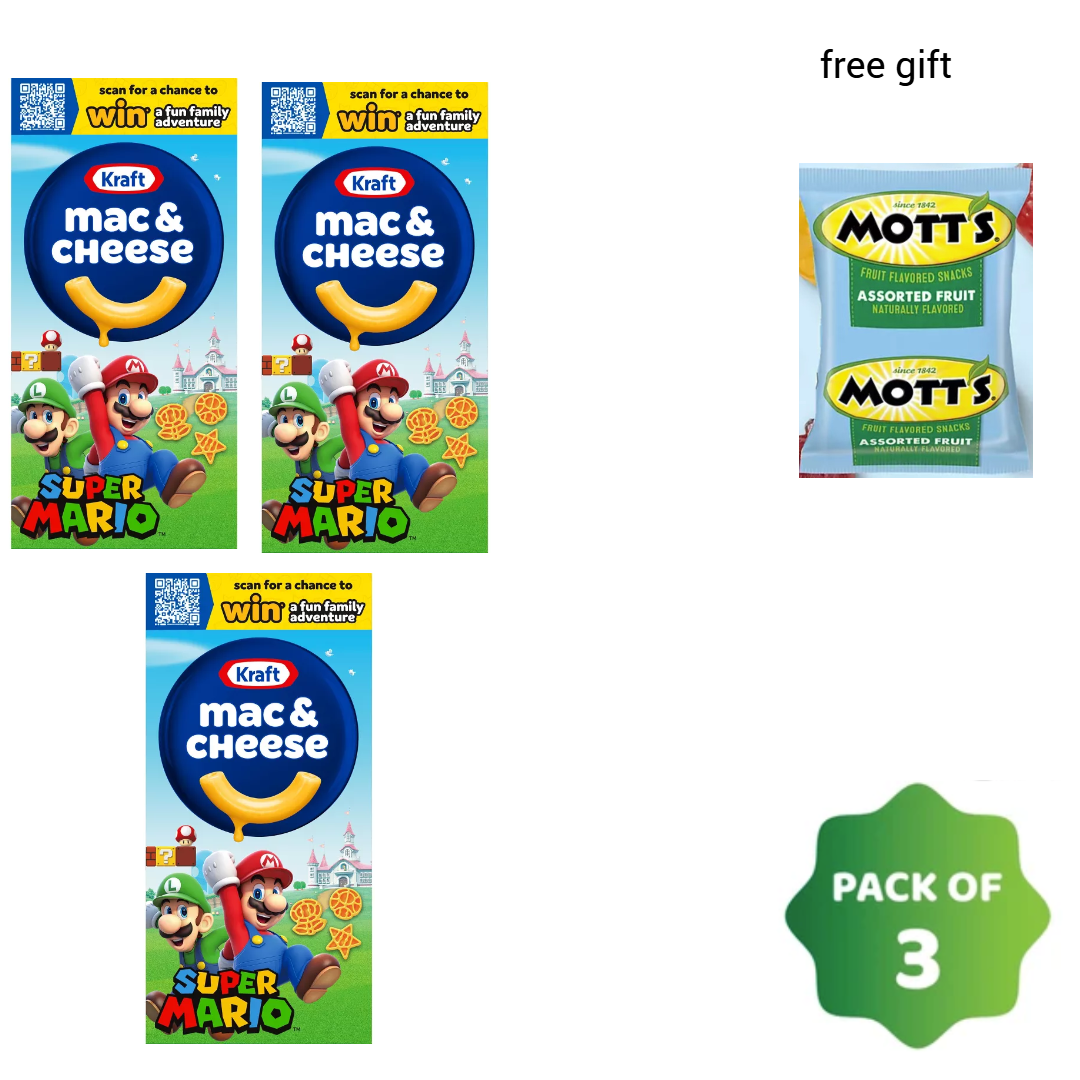 Kraft Super Mario Brothers Shaped Mac and Cheese - 5.5oz pack of 3 ...