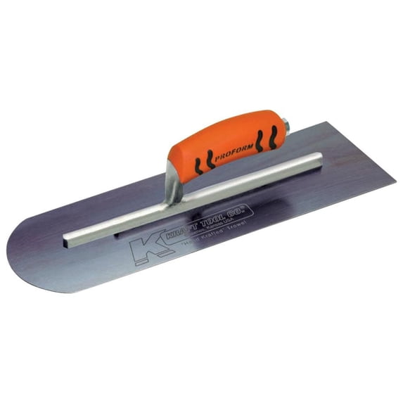 Kraft Tools CF285BPF 16"x4" Blue Steel Round Front/Square Back Trowel w ...