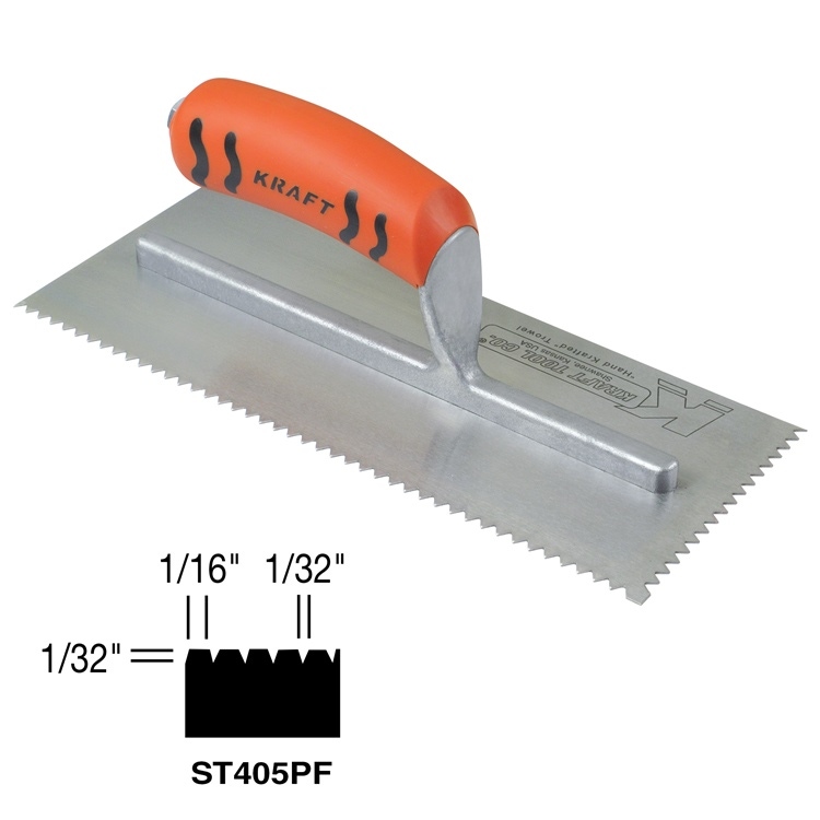 Kraft Tools ST405PF 1 16 X 1 32 X 1 32 U notch Trowel With ProForm