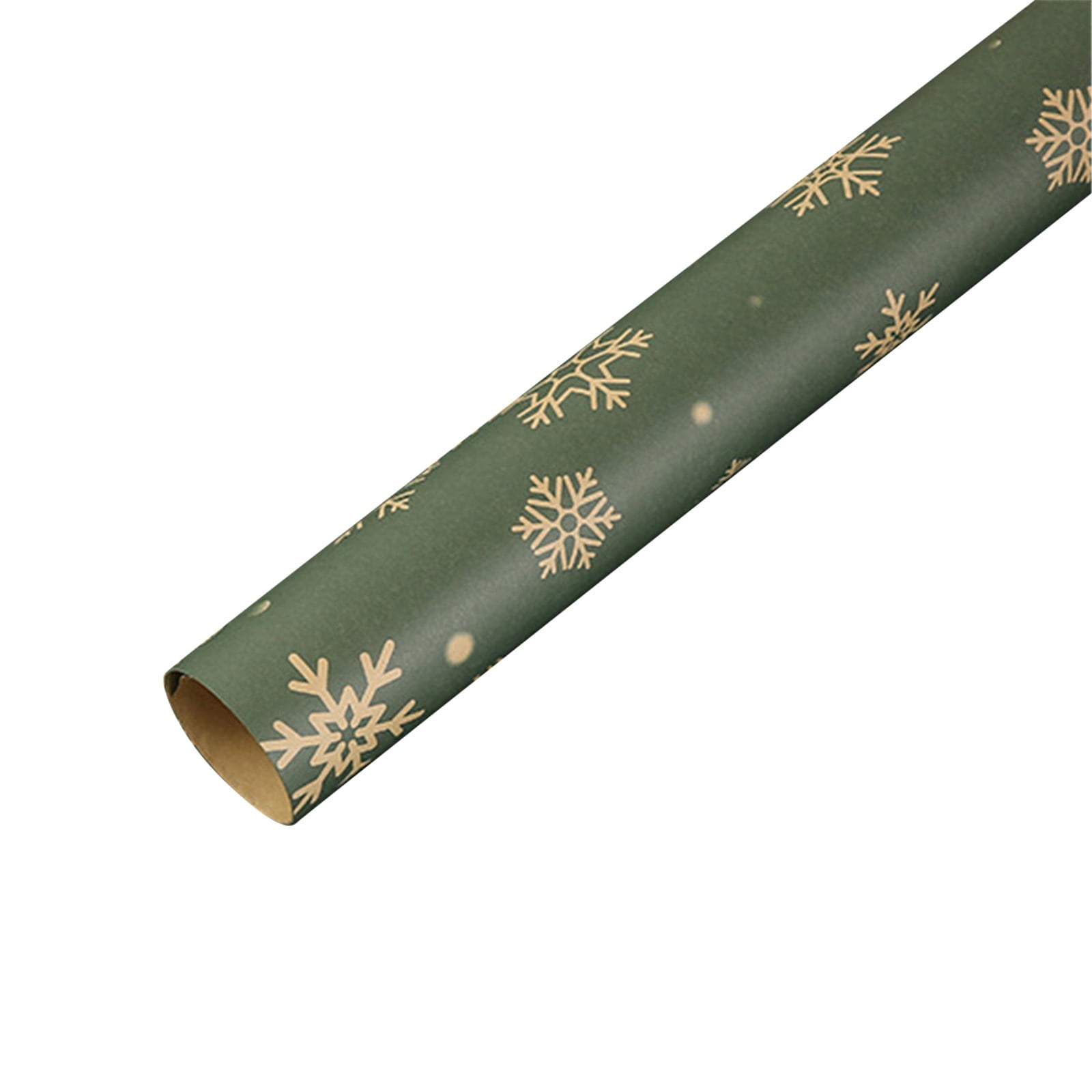 Kraft Vintage Christmas Wrapping Paper, Classic Green Snowflakes Design ...