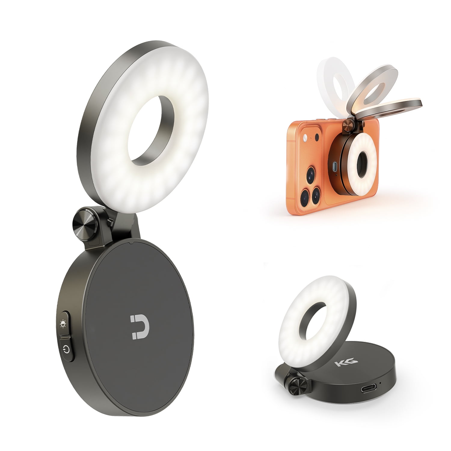 KraftGeek Magnetic Selfie Light for iPhone Magsafe, Portable LED Ring ...