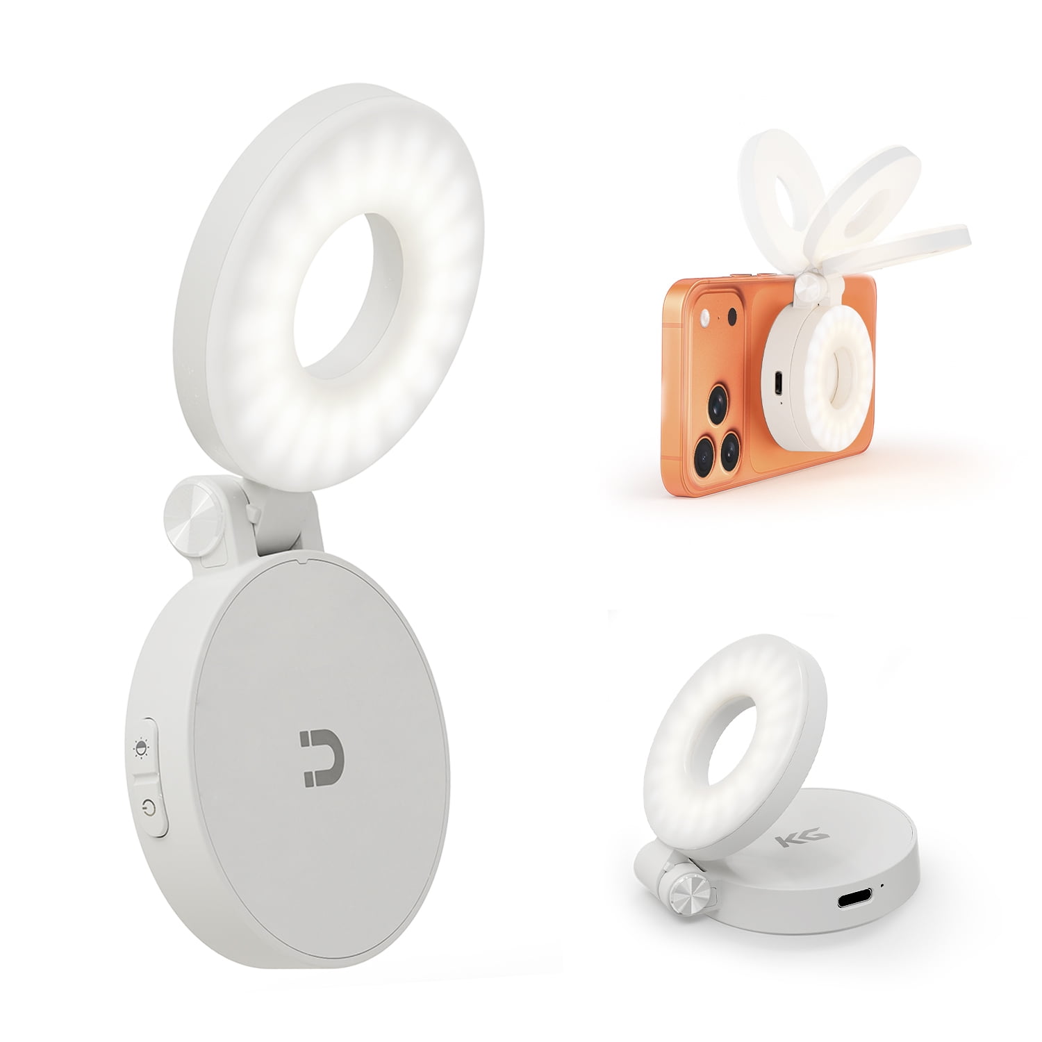 KraftGeek Magnetic Selfie Light for iPhone Magsafe, Portable Ring ...