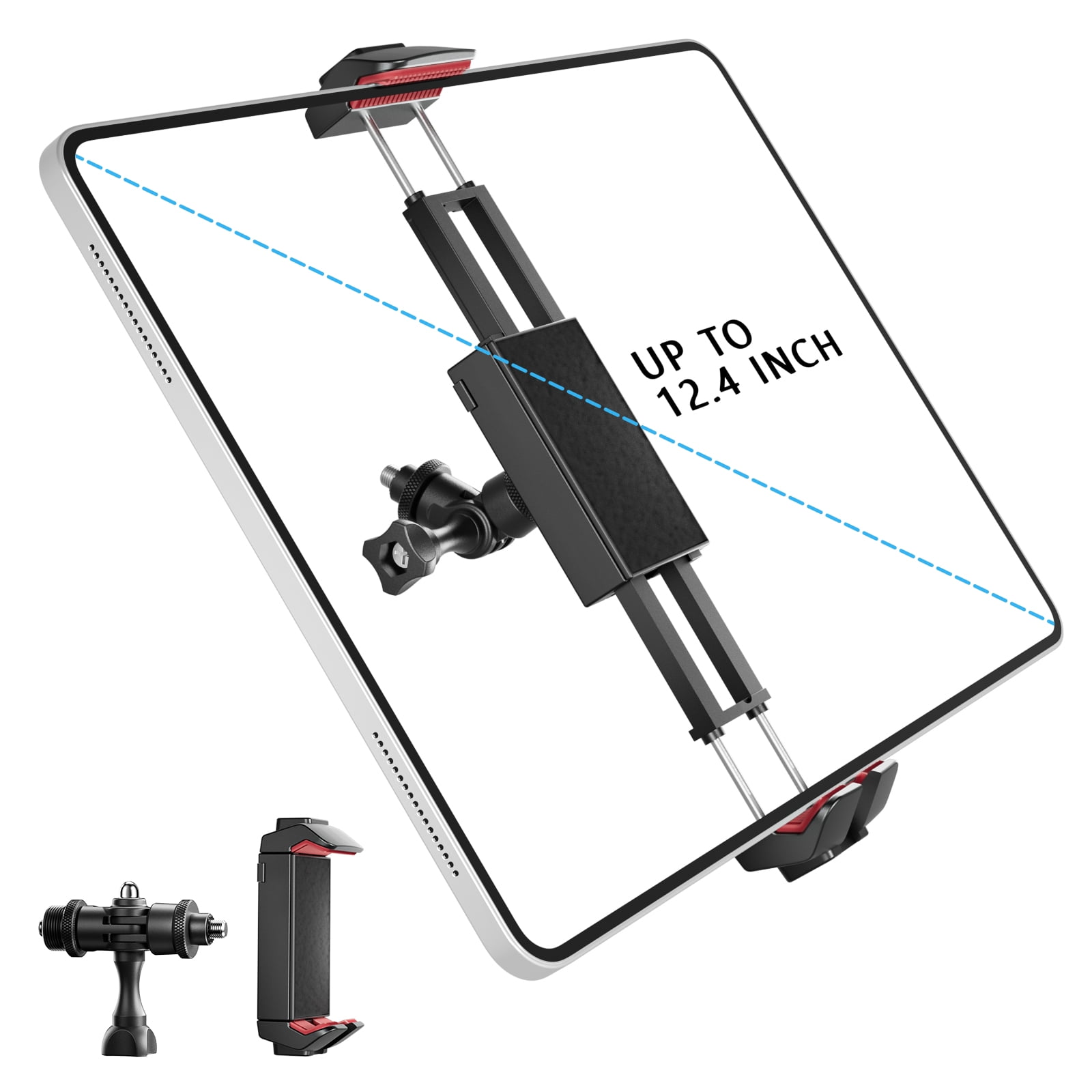 KraftGeek Phone Tablet Tripod Mount with 1/4” Screw Adapter, Black ...
