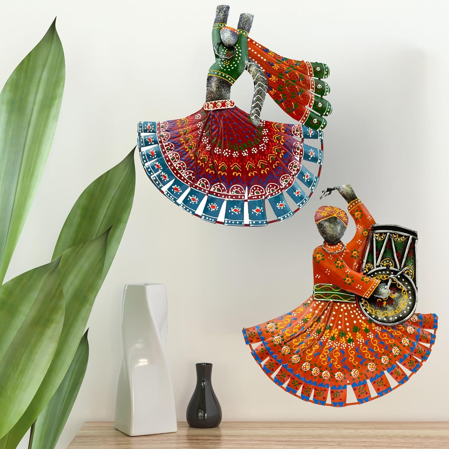 Kraftskala Handcrafted Ghoomar Dancer Wall Decor Metal Showpieces ...