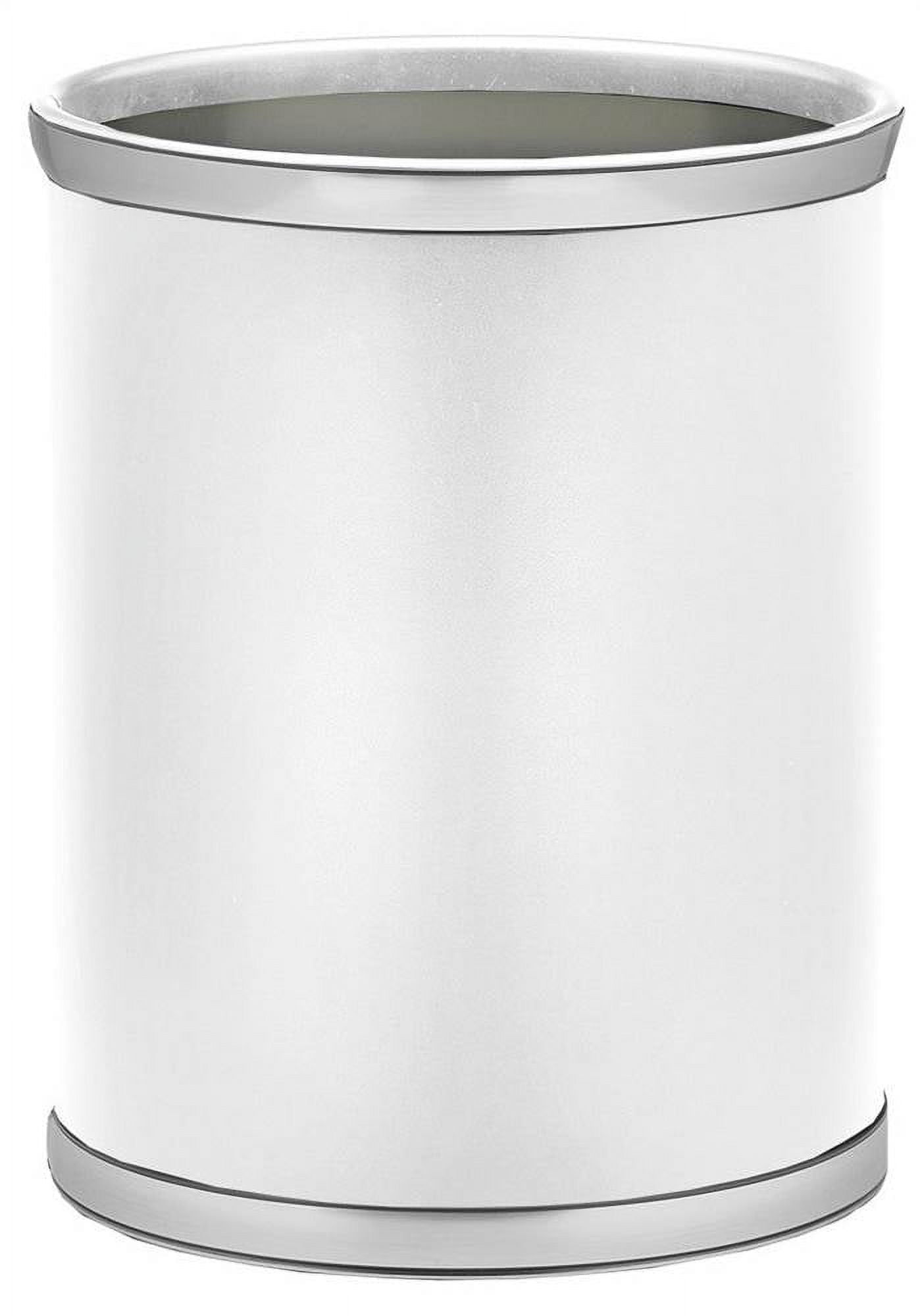 Sophisticates 13Qt Oval Wastebasket (White with Brushed Chrome ...