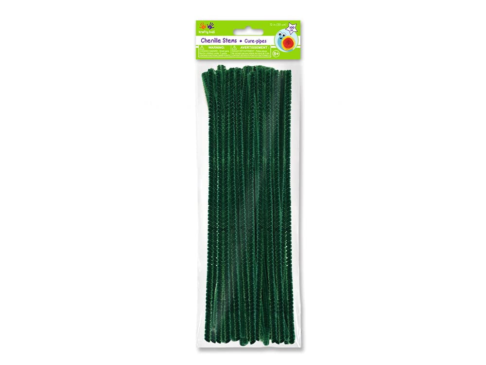 Krafty Kids GC027E Pipe Cleaner, 1/4" x 12" X 100 Piece, Hunter Green ...