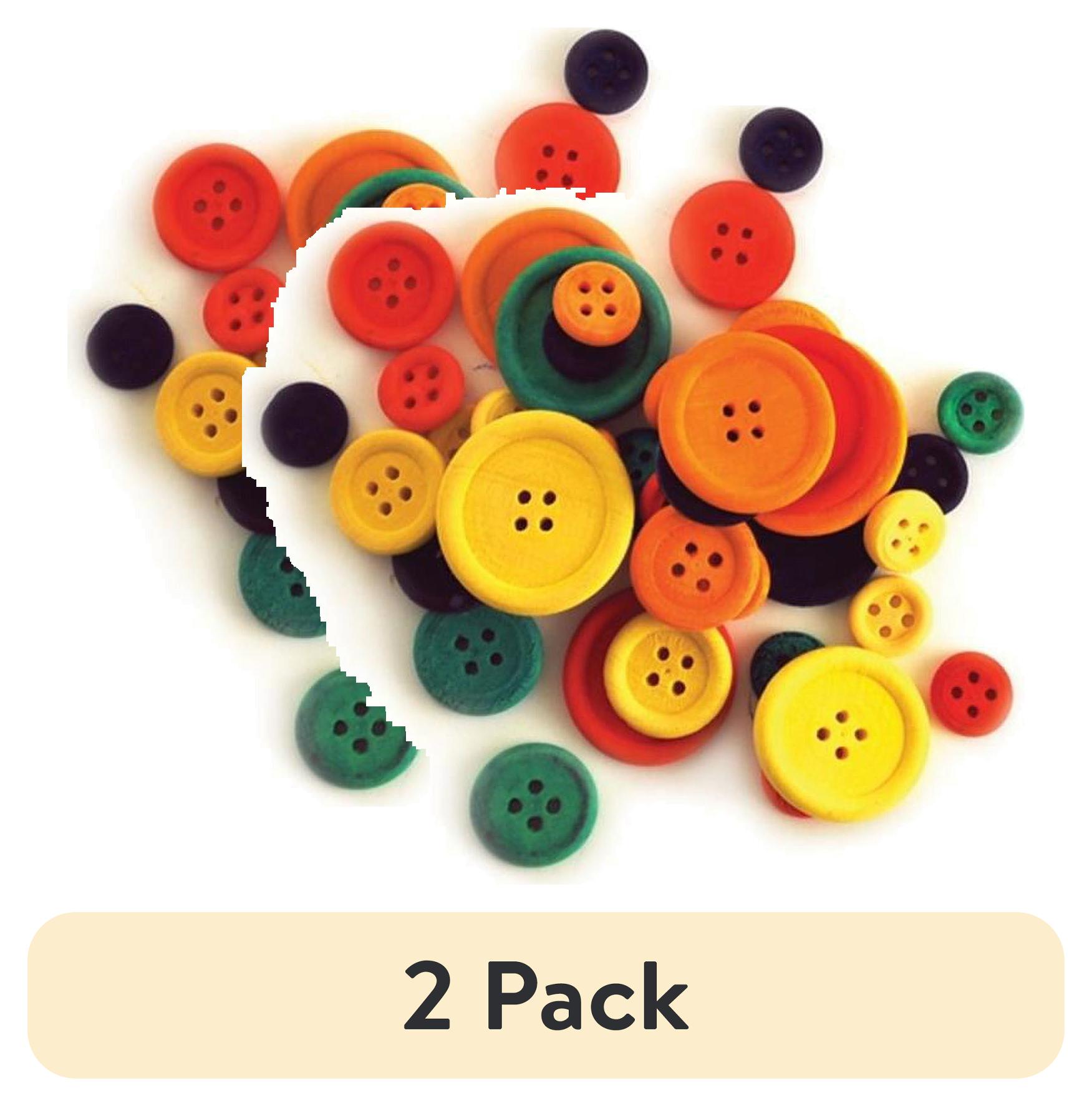 (2 pack) Krafty Kids Craftwood Craft Buttons Assorted 40/Pkg-Colored ...