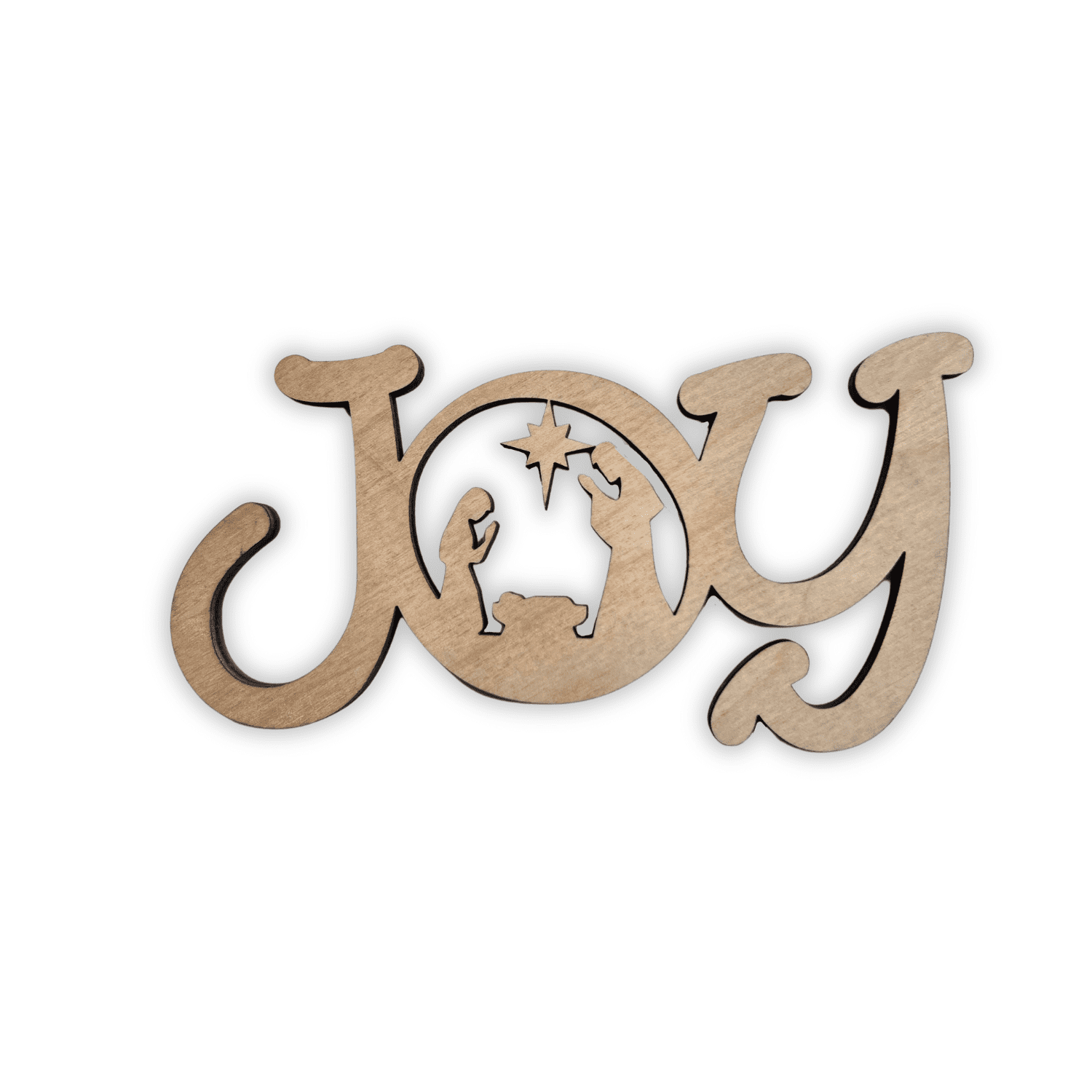Krafty Supply 1/4" Birch Wood Joy Word with Nativity Scene | Christmas ...