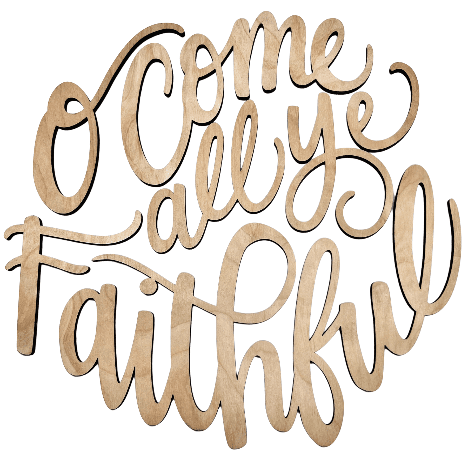 Krafty Supply 1/4" Birch Wood O Come All Ye Faithful Wood Words Cutout ...