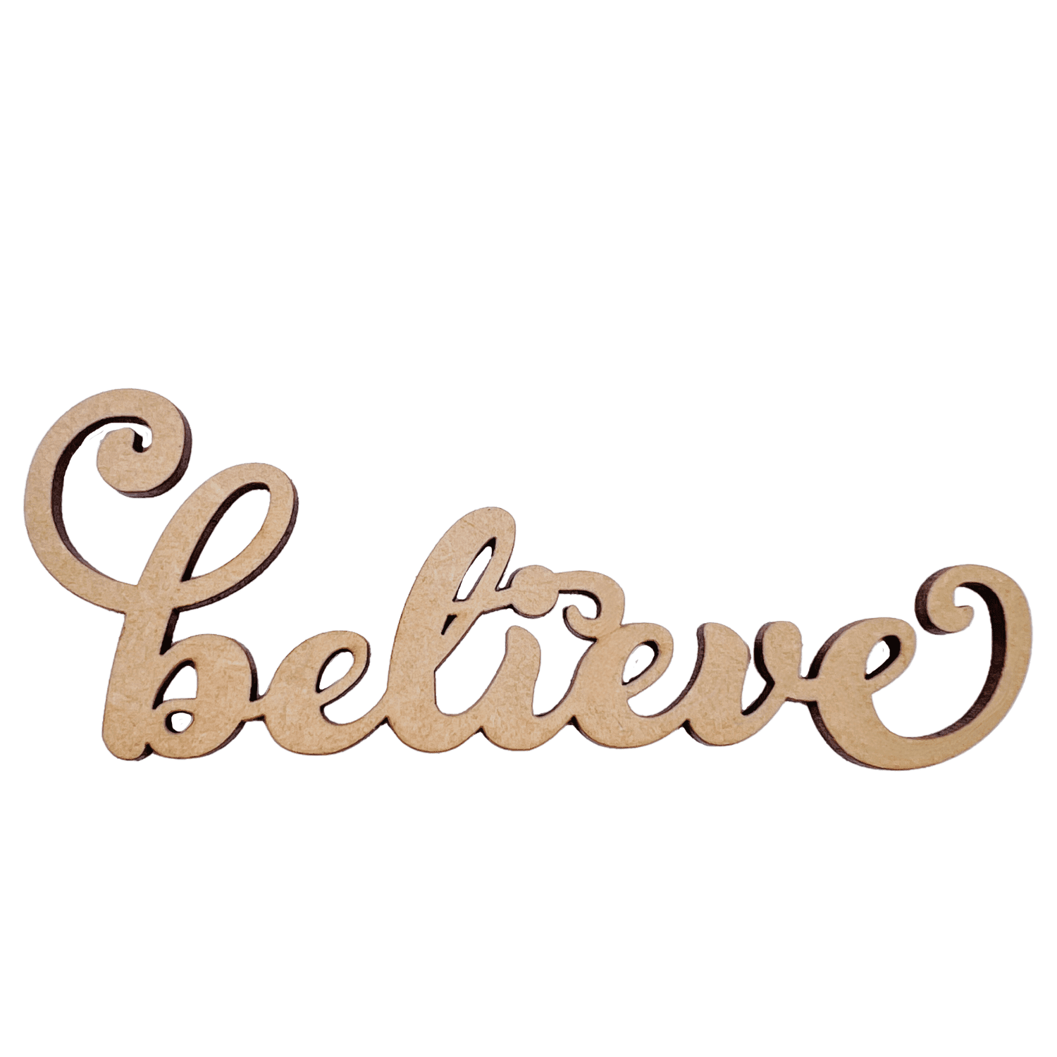 Krafty Supply 1/8" MDF Wood Believe- Script Font | Christmas Crafts ...