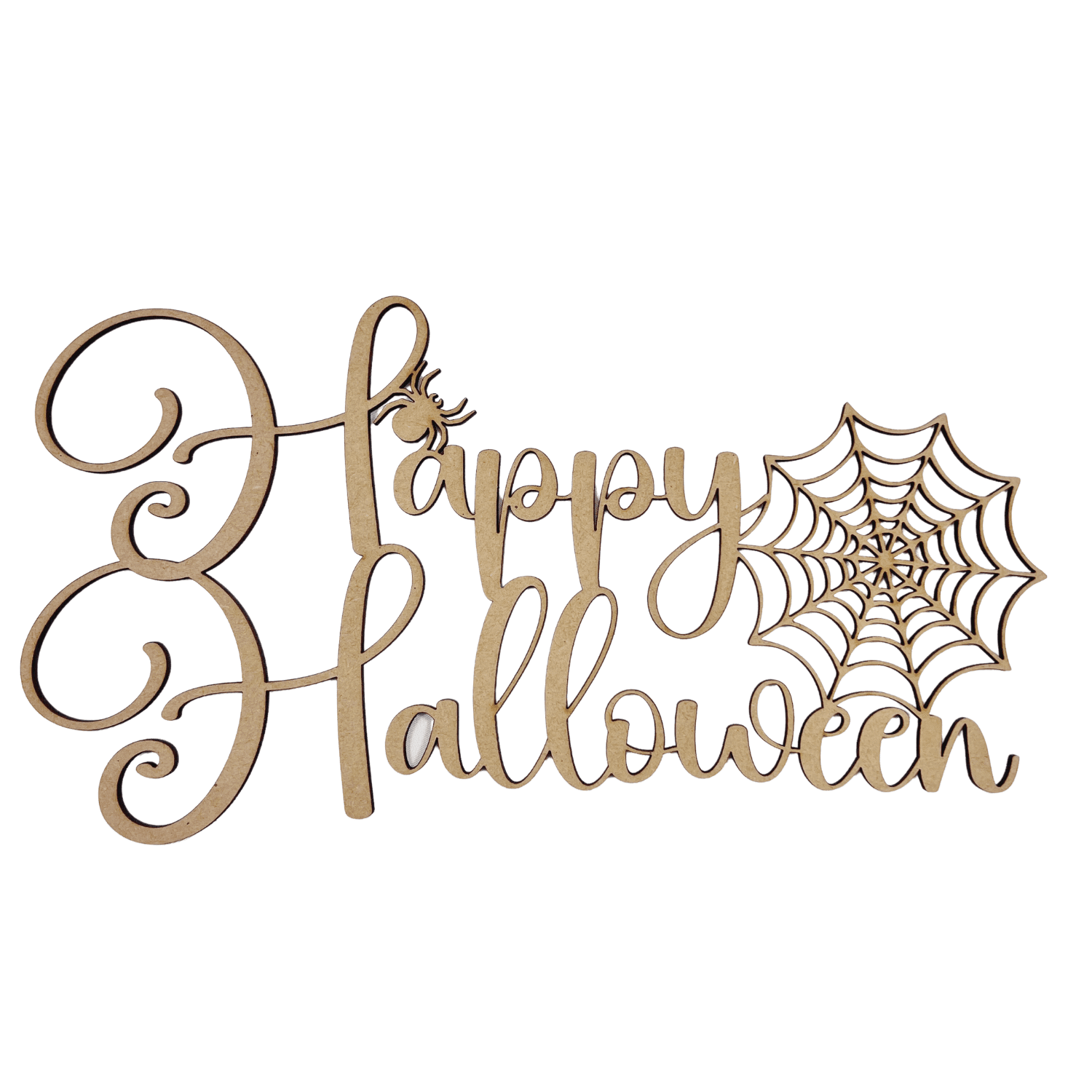 Krafty Supply Connected Word Happy Halloween with spider web, 1/8" MDF ...