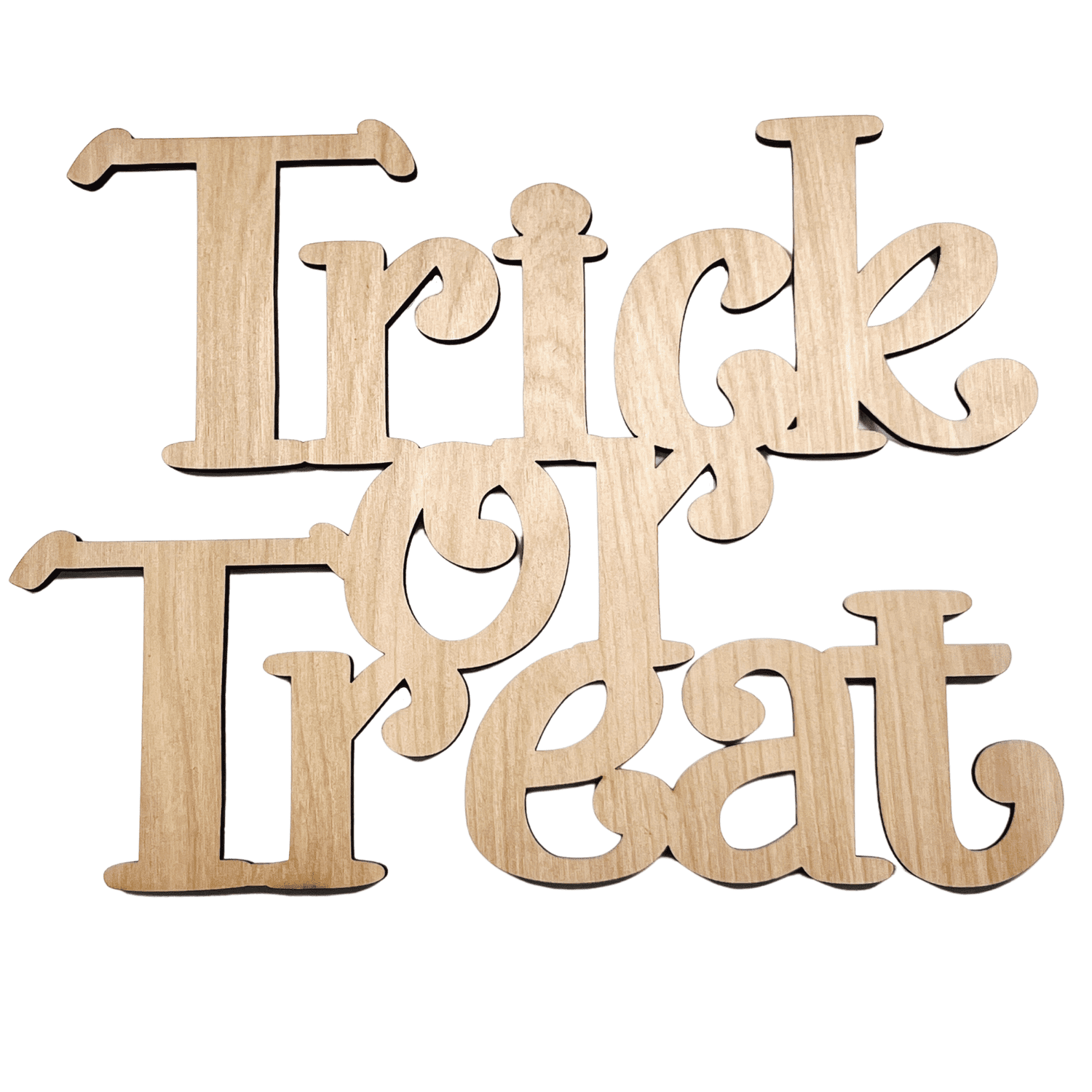 Krafty Supply Connected Word Trick or Treat, 1/4" Thick Birch Wood ...