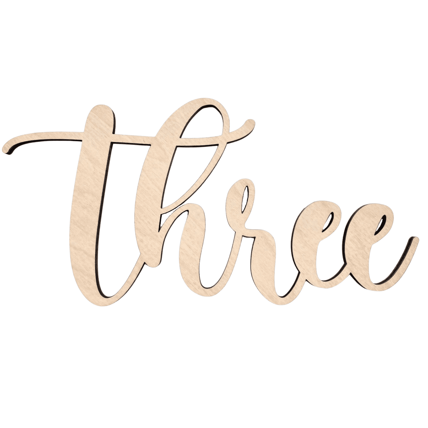 Krafty Supply Wood Number Word Three, 10" Wide, 1/4" Birch, Wood ...