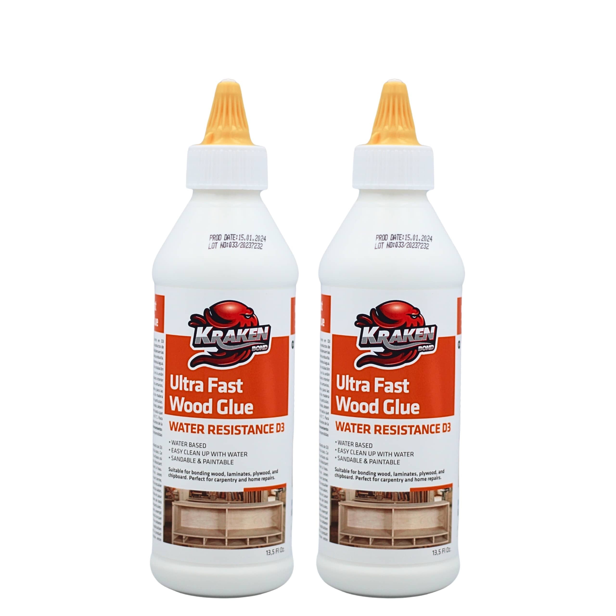 Kraken Bond D3 White PVA Ultra Fast Wood Glue - 13.5 fl oz - Walmart.com