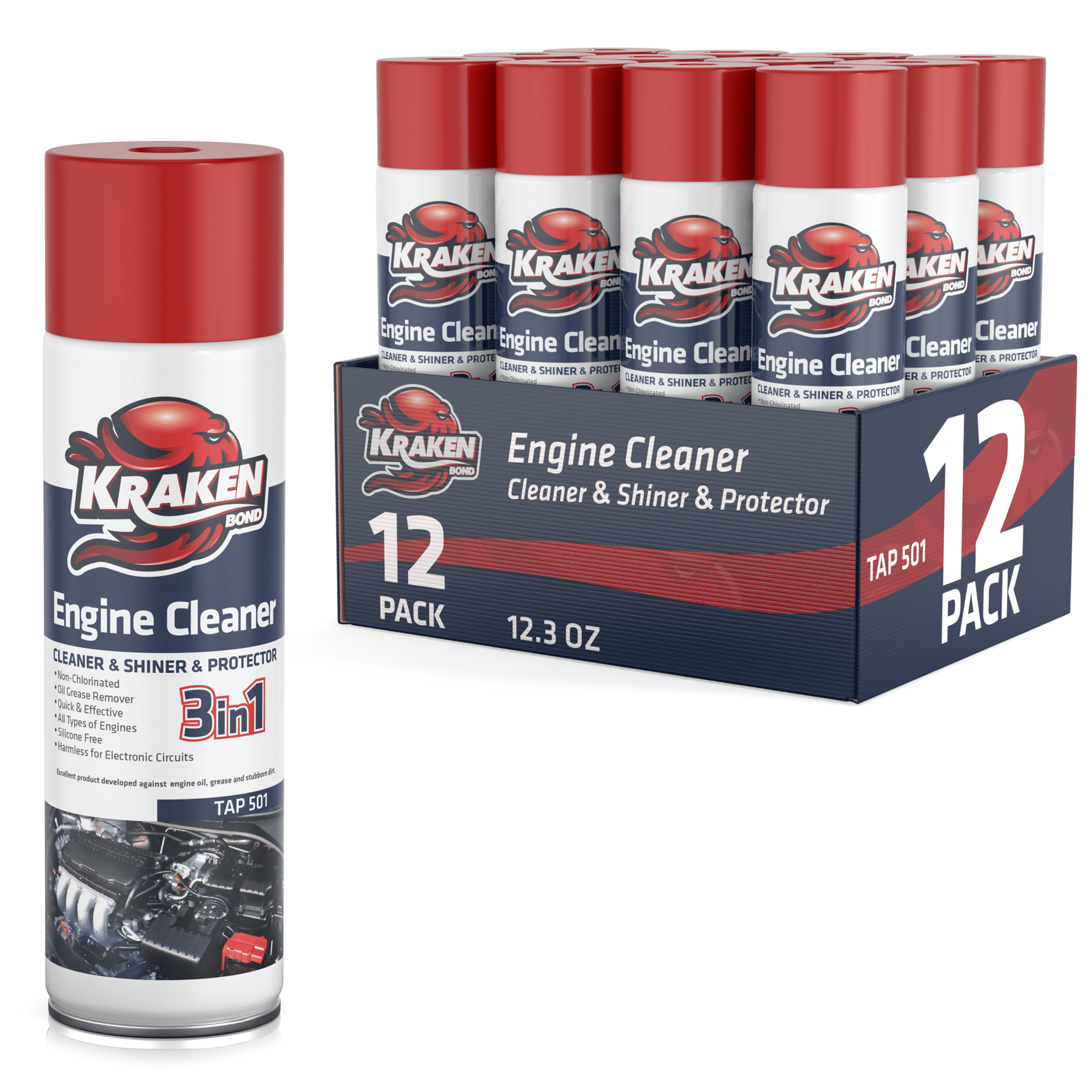 Kraken Bond Engine Cleaner & Degreaser Spray, 12.3 oz - Heavy-Duty ...