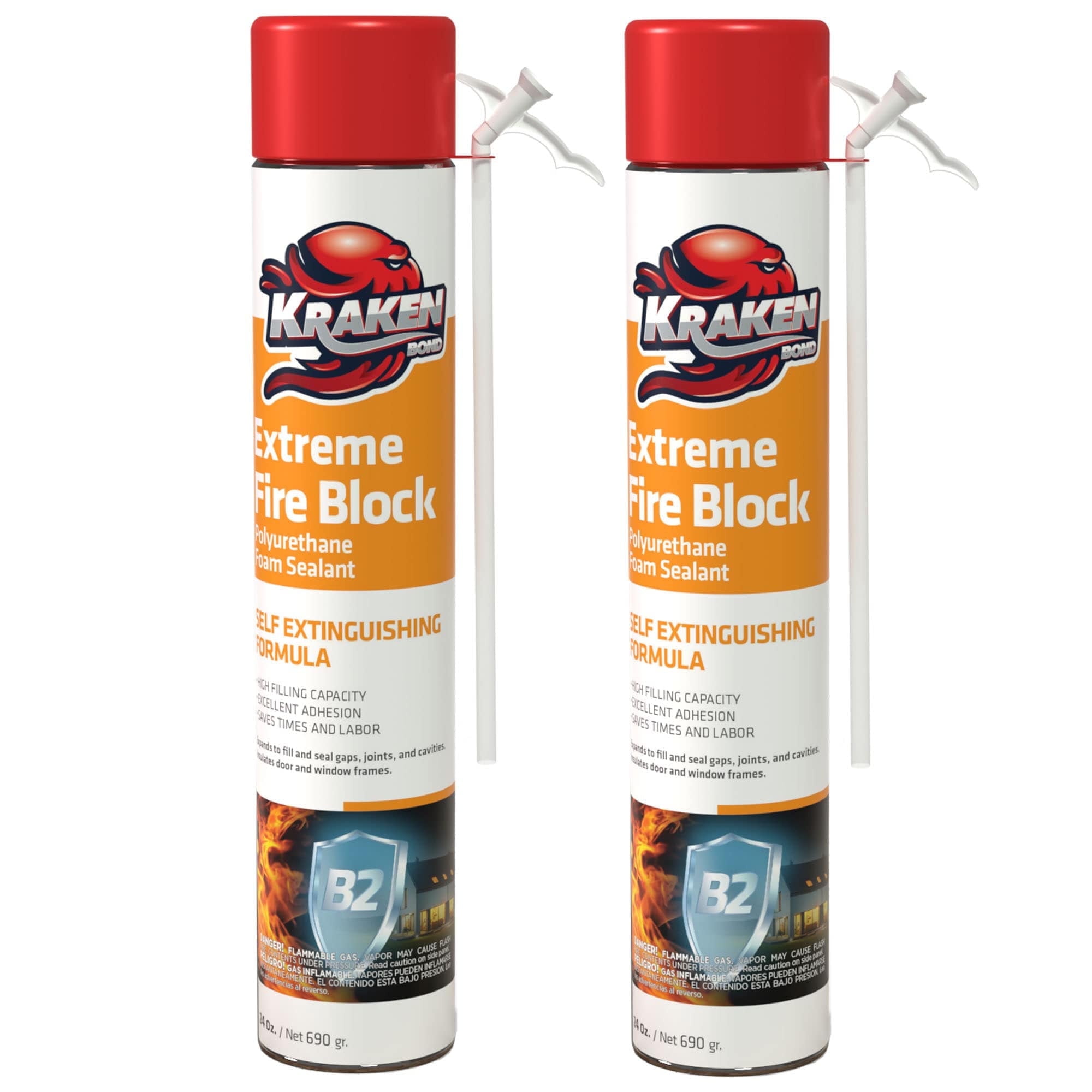 Kraken Bond Extreme Fire Block Polyurethane Straw Foam Sealant-24oz/2 ...