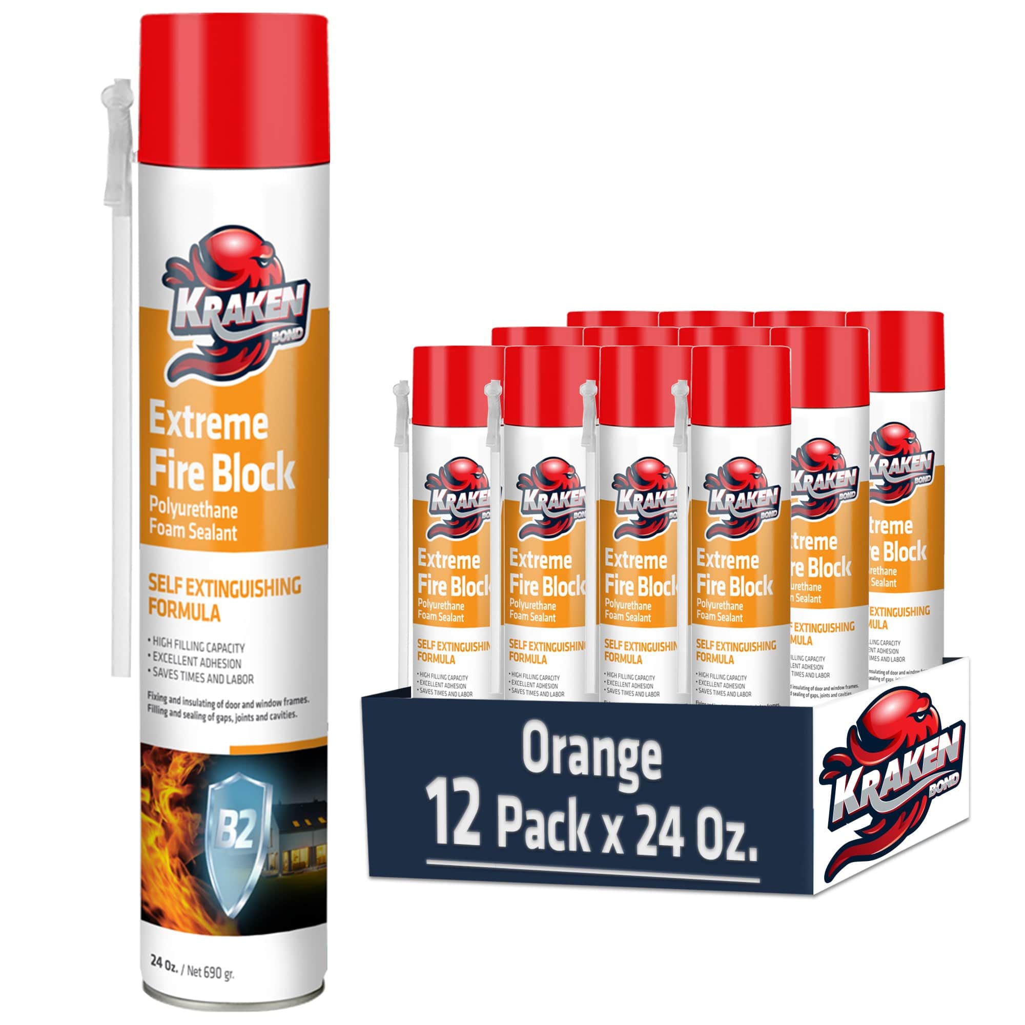 Kraken Bond Extreme Fire Block Polyurethane Straw Foam Sealant ...
