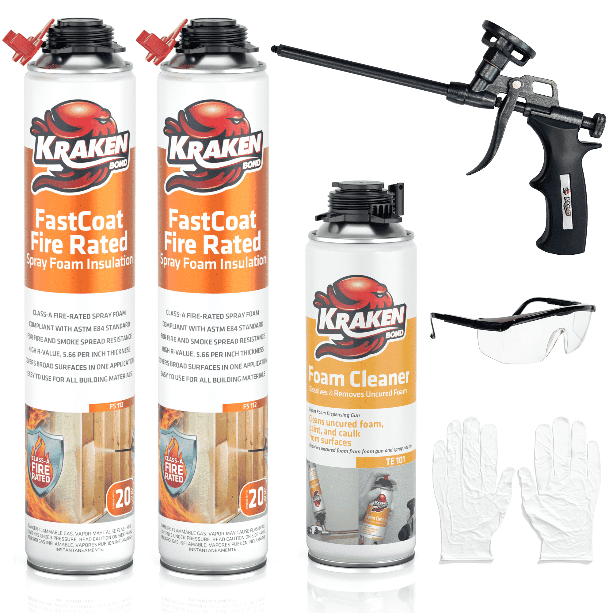Kraken Bond Fastcoat Spray Foam Insulation Kit, Class A Fire Rated, 40 ...
