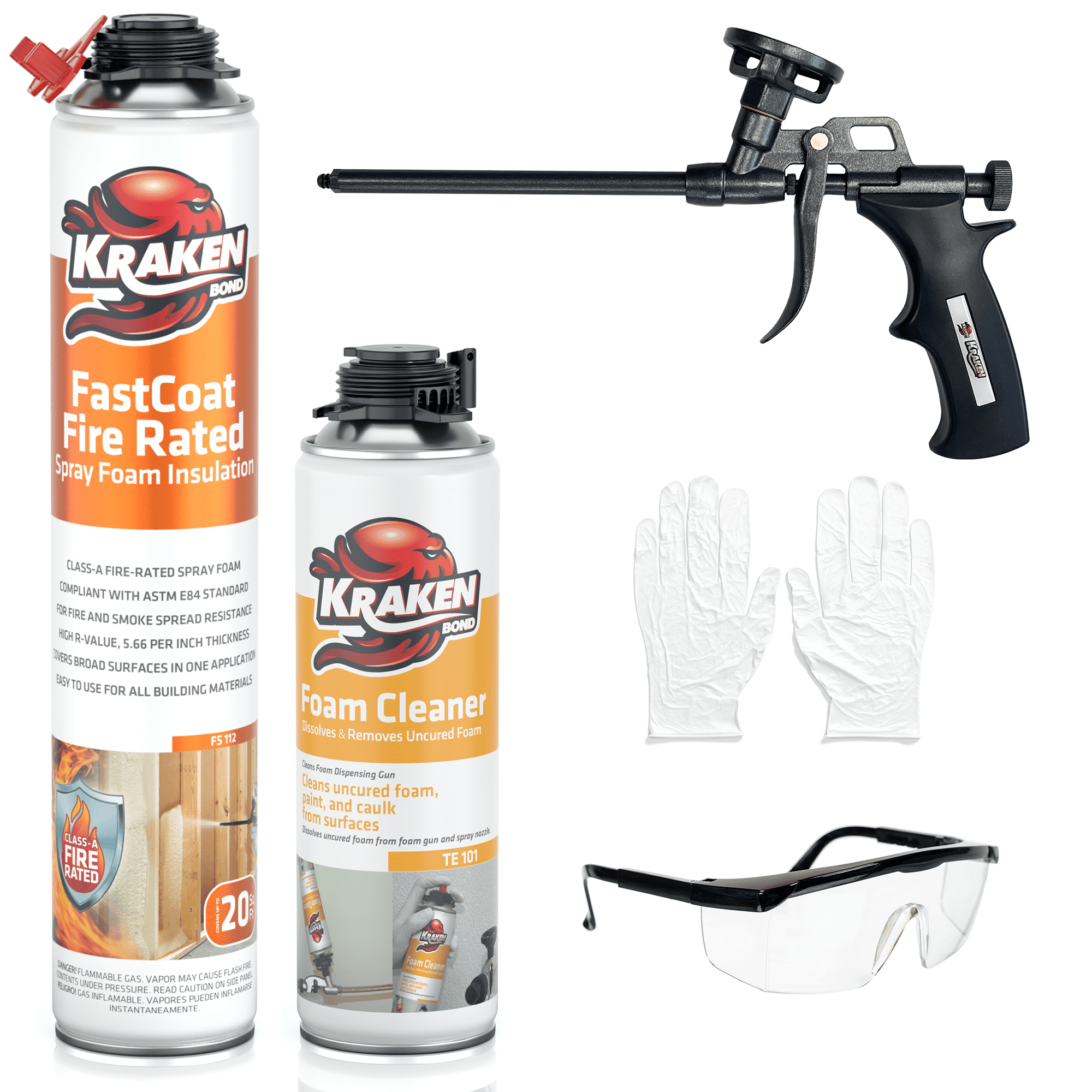 Kraken Bond Fastcoat Spray Foam Insulation Kit, Class A Fire Rated, 20 ...