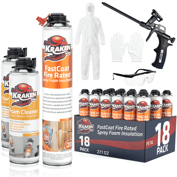 Kraken Bond Fastcoat Spray Foam Insulation Kit, Class A Fire Rated, 360 ...