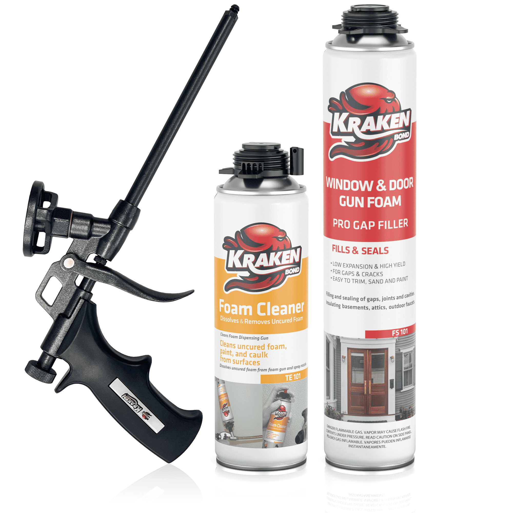 Kraken Bond PRO Window & Door Gap Filler, Low Expansion Gun Foam, 24 oz ...