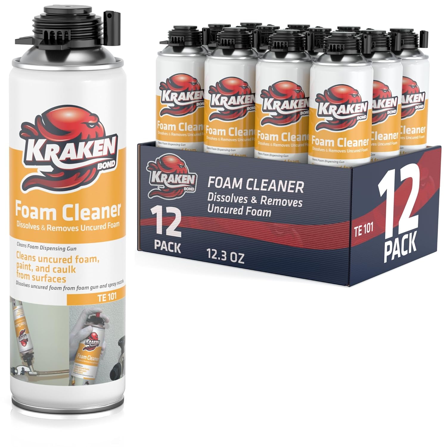 Kraken Bond Spray Foam Gun Cleaner - (12x12.3oz) Polyurethane ...