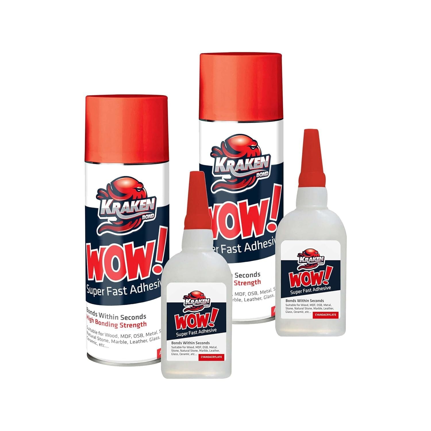 Kraken Bond WOW Super Fast Adhesive CA Glue with Activator Spray-4.4oz ...