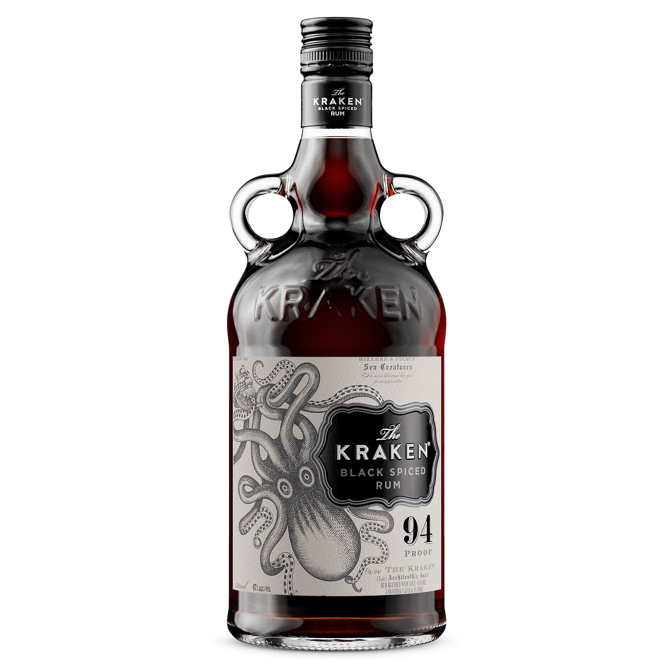 The Kraken Black Spiced Rum 94 Proof 47% ABV 750 ml Glass Bottle ...