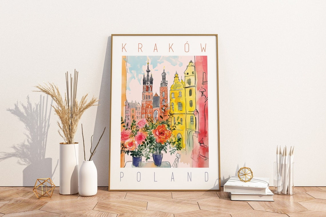 Krakow Poland Art Poster: Colorful Polish Decor, Unframed Poster Size ...