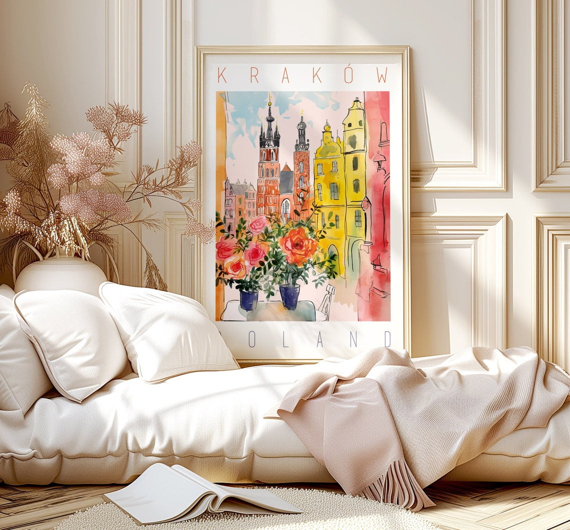 Krakow Poland Poster: Colorful Polish Wall Art, Unframed Poster Size ...