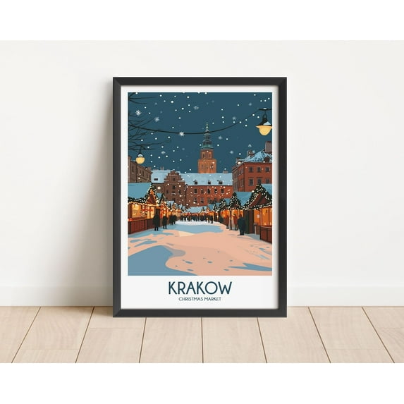 Krakow Poster Winter Market Scenic Wall Art Decor, Unframed Canvas Size ...