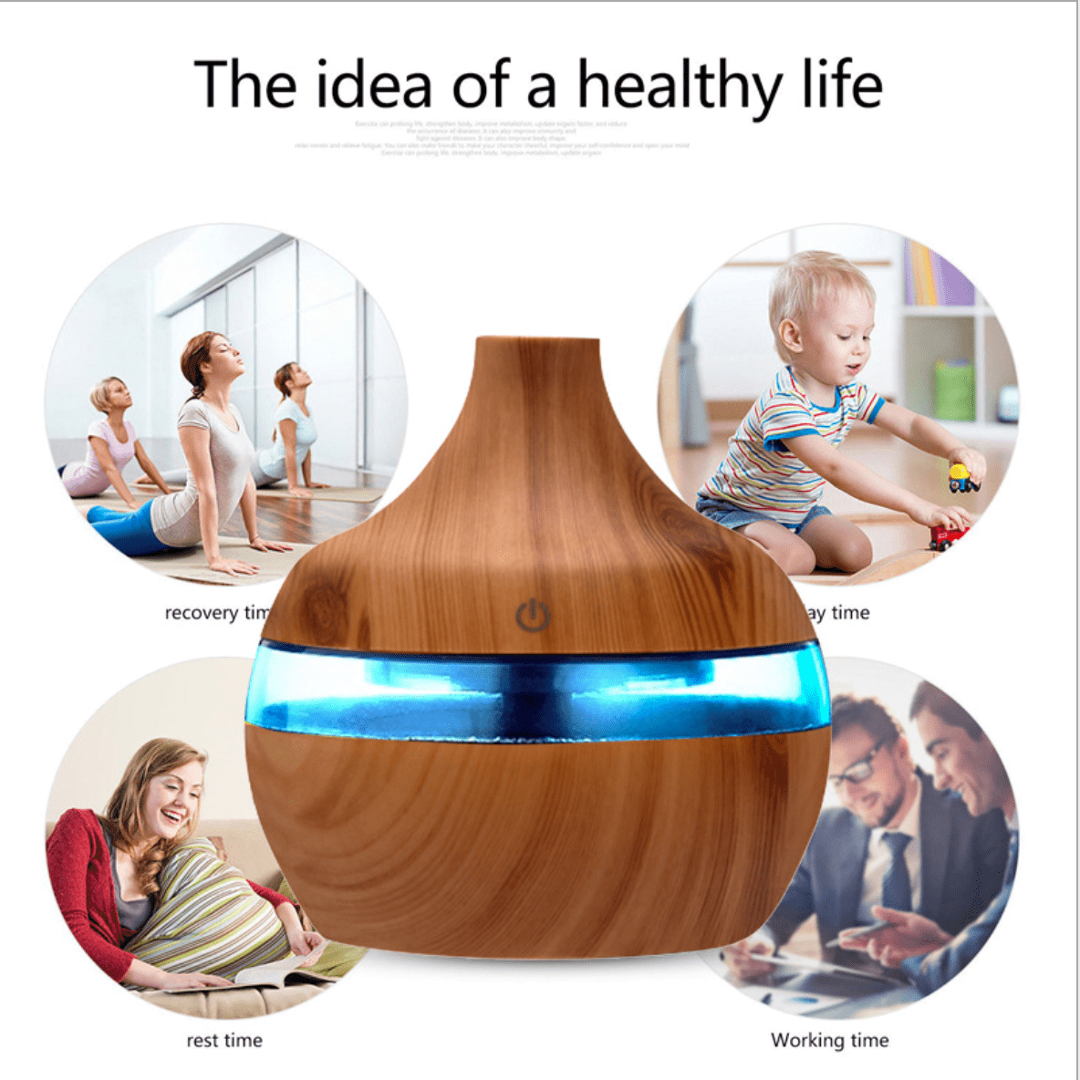 Kraleay 5V colorful wood grain aromatherapy machine-brown Diffuser LED ...