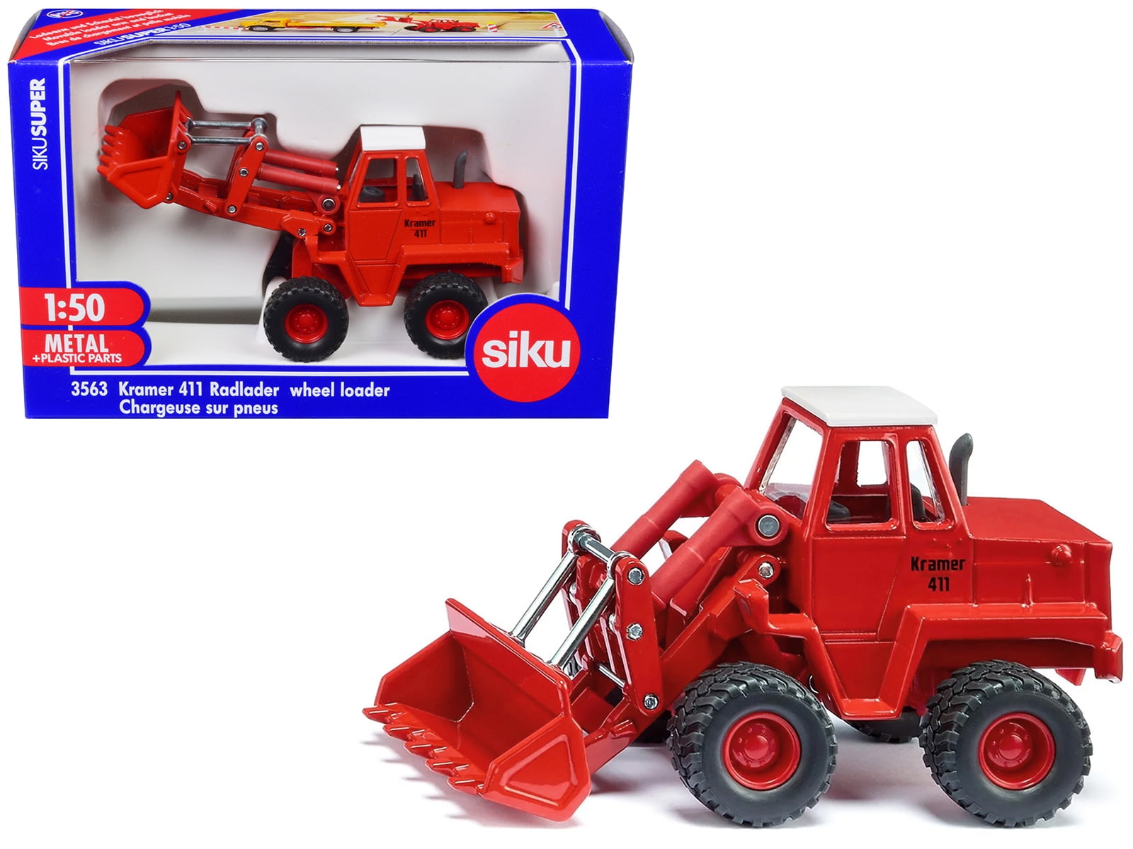 Kramer 411 Wheel Loader Red with White Top 1/50 Diecast Model by Siku ...