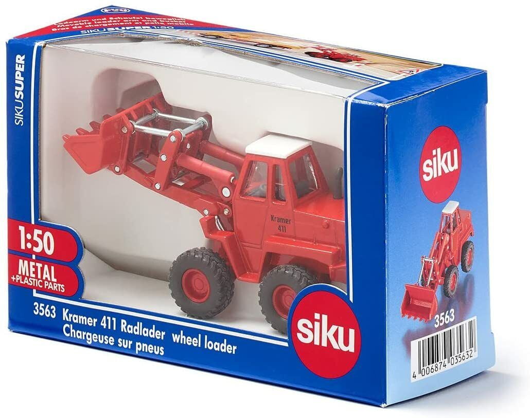 Kramer 411 Wheel Loader Red with White Top 1/50 Diecast Model by Siku ...