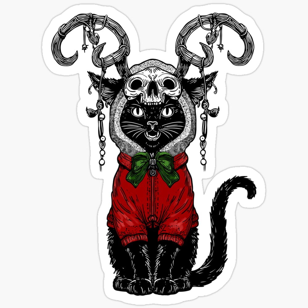 Krampus Christmas Cat Sticker Phone Decal Water Bottle Stickers Car ...