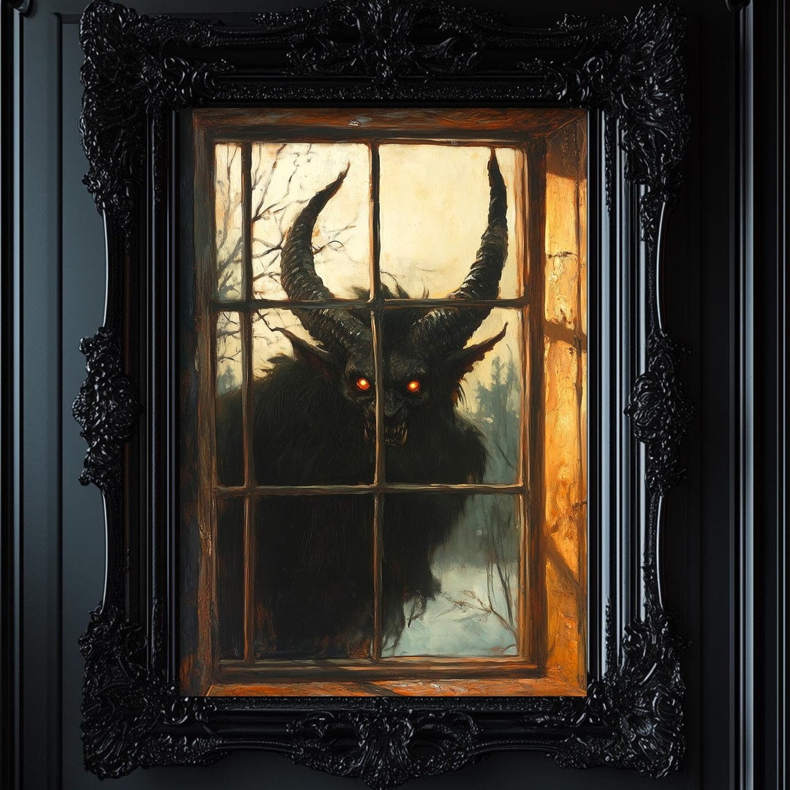 Krampus Print, Creepmas Decor, Gothic Wall Art, Dark Academia Metal ...