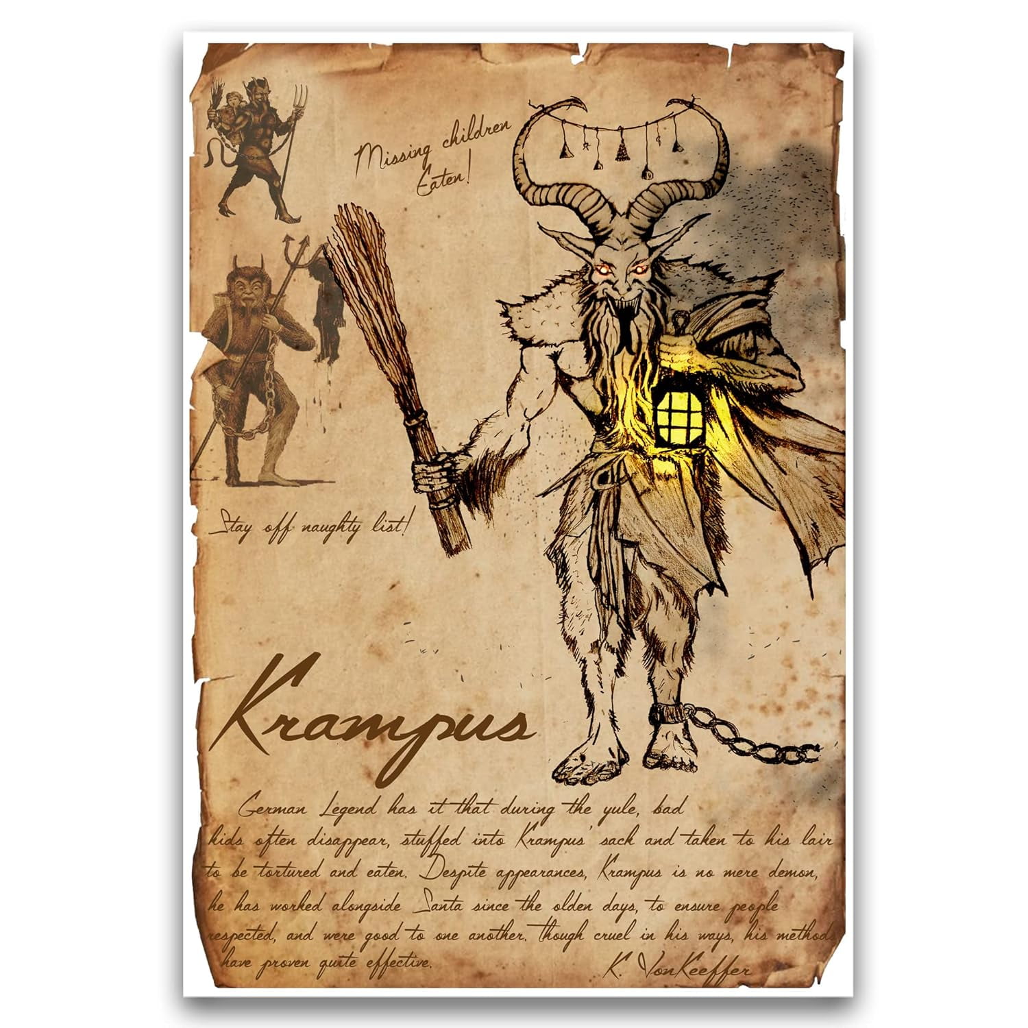 Krampus christmas urban legend art print, myths monsters and folklore ...