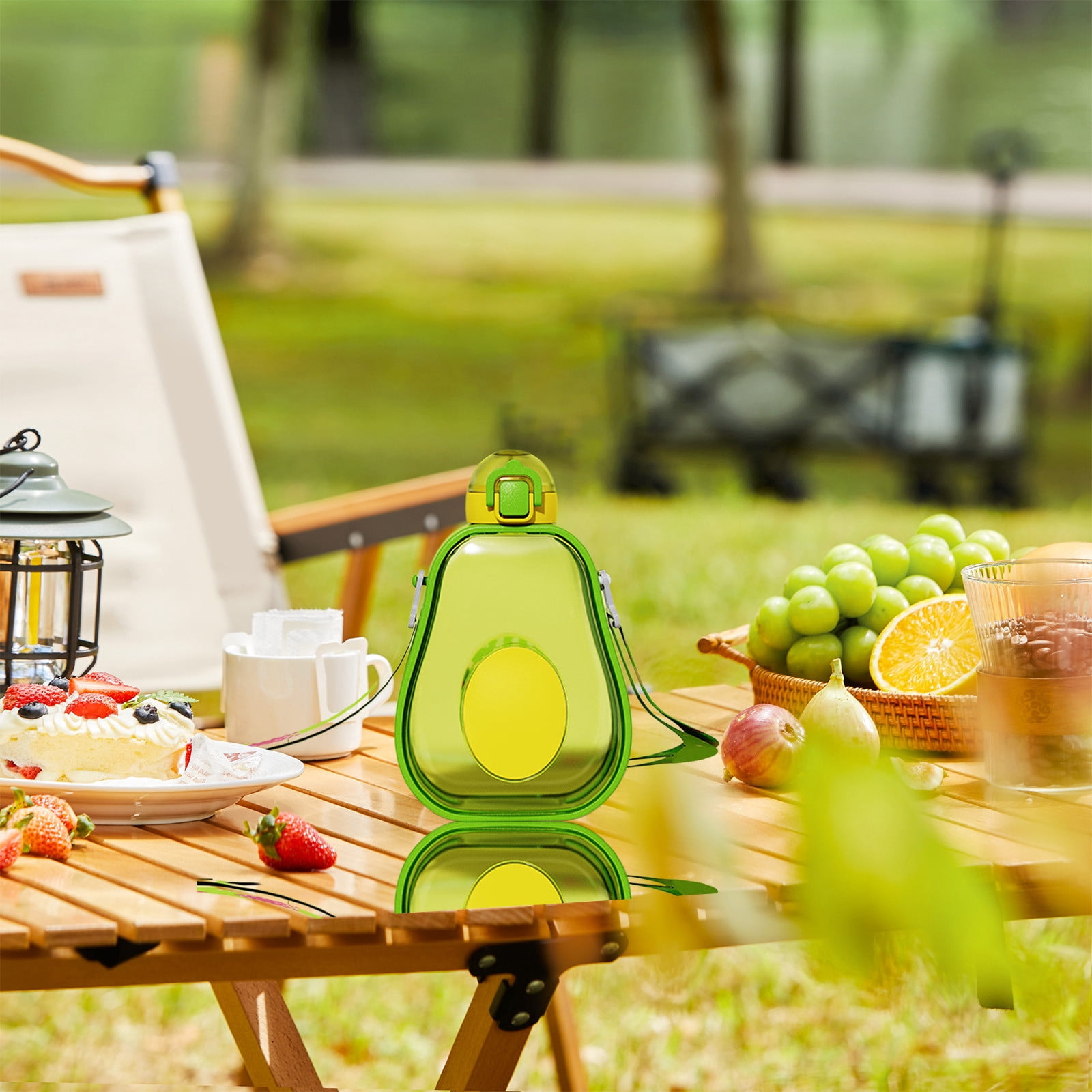 Kraoden Avocado Shaped Plastic Cup with Straw, Leakproof Portable ...