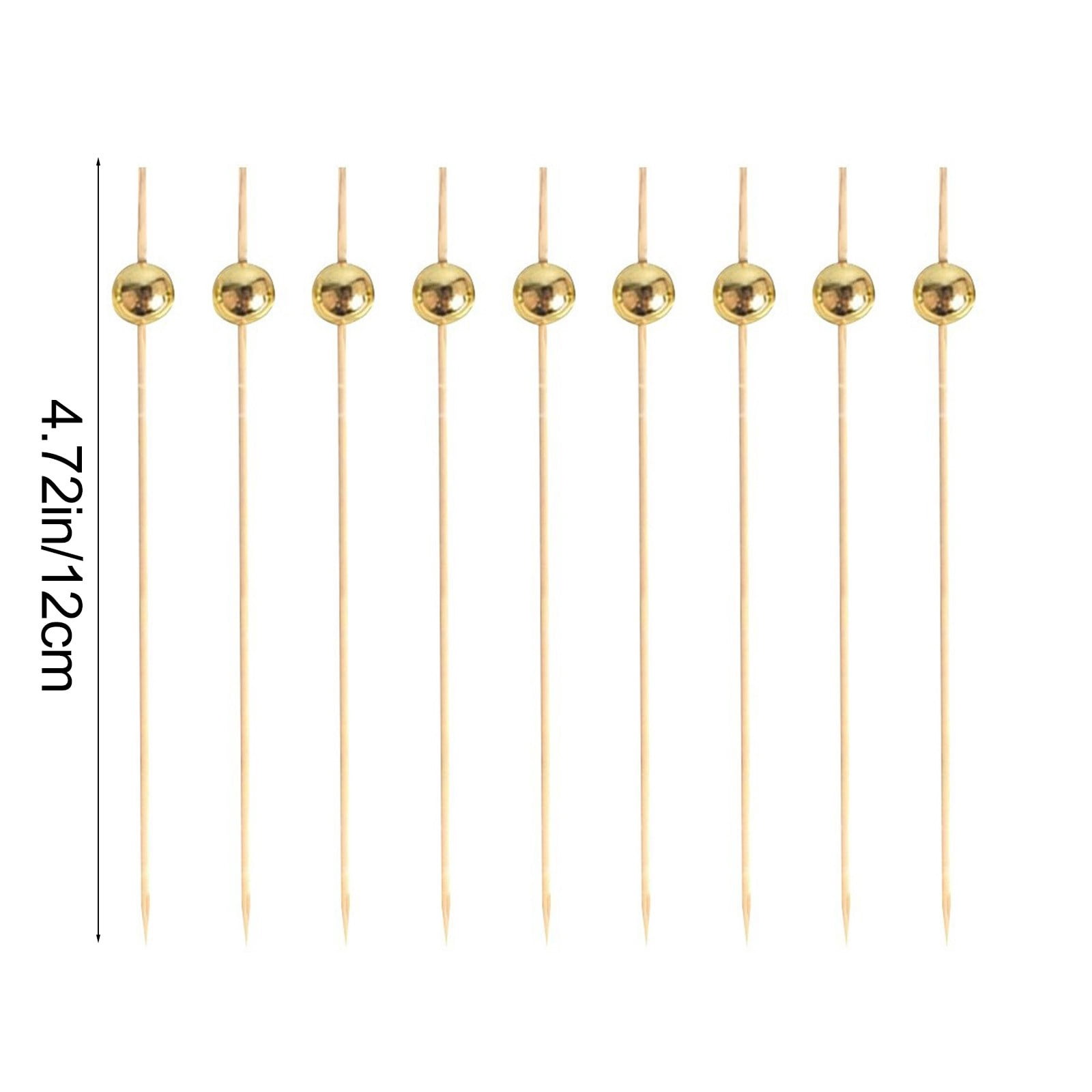 Kraoden Bamboo Cocktail Picks Skewers, Decorative Gold Ball Food Sticks ...