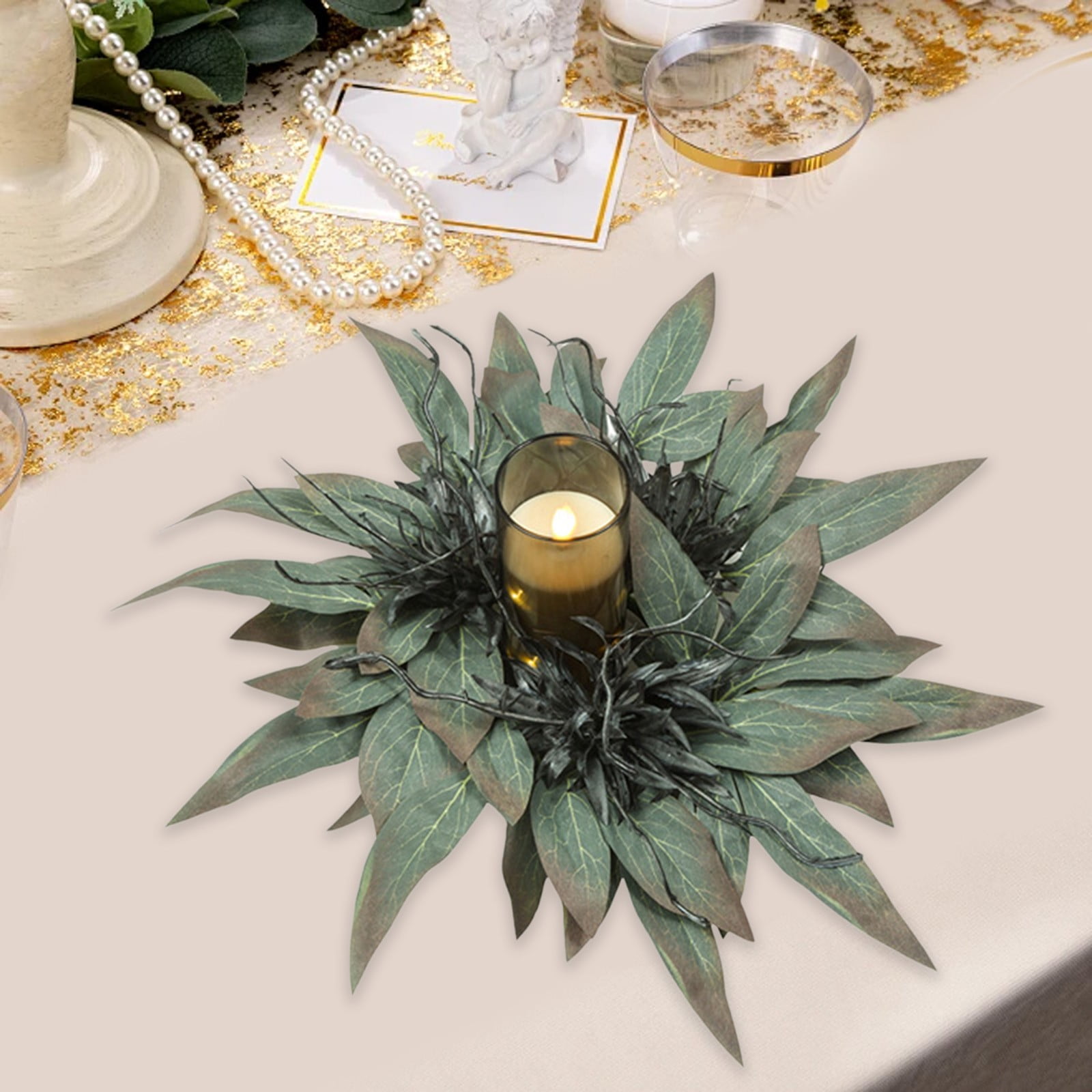 Kraoden Candle Wreath for Home Decoration, Artificial Flower ...