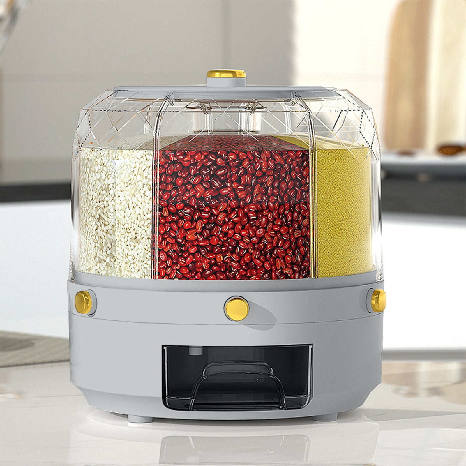 Kraoden Compartmentalised Rotating Rice Storage Box, Insect Proof ...