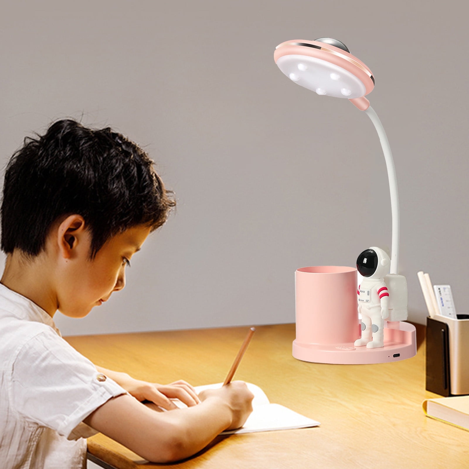Kraoden Desk Lamp for Kids, Astronaut Cute Small Desk Lamp with USB ...