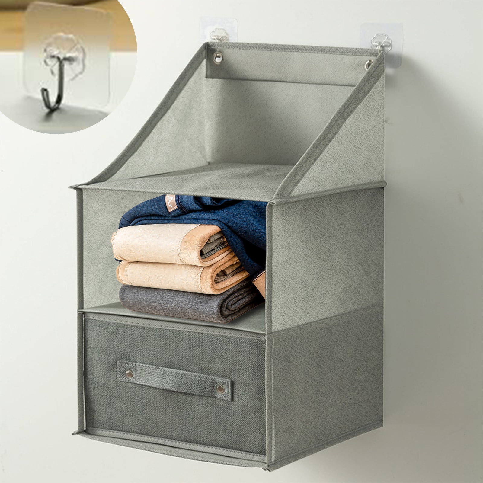Kraoden Hanging Closet Organizer with Fabric Boxes, Space-Saving Wall ...
