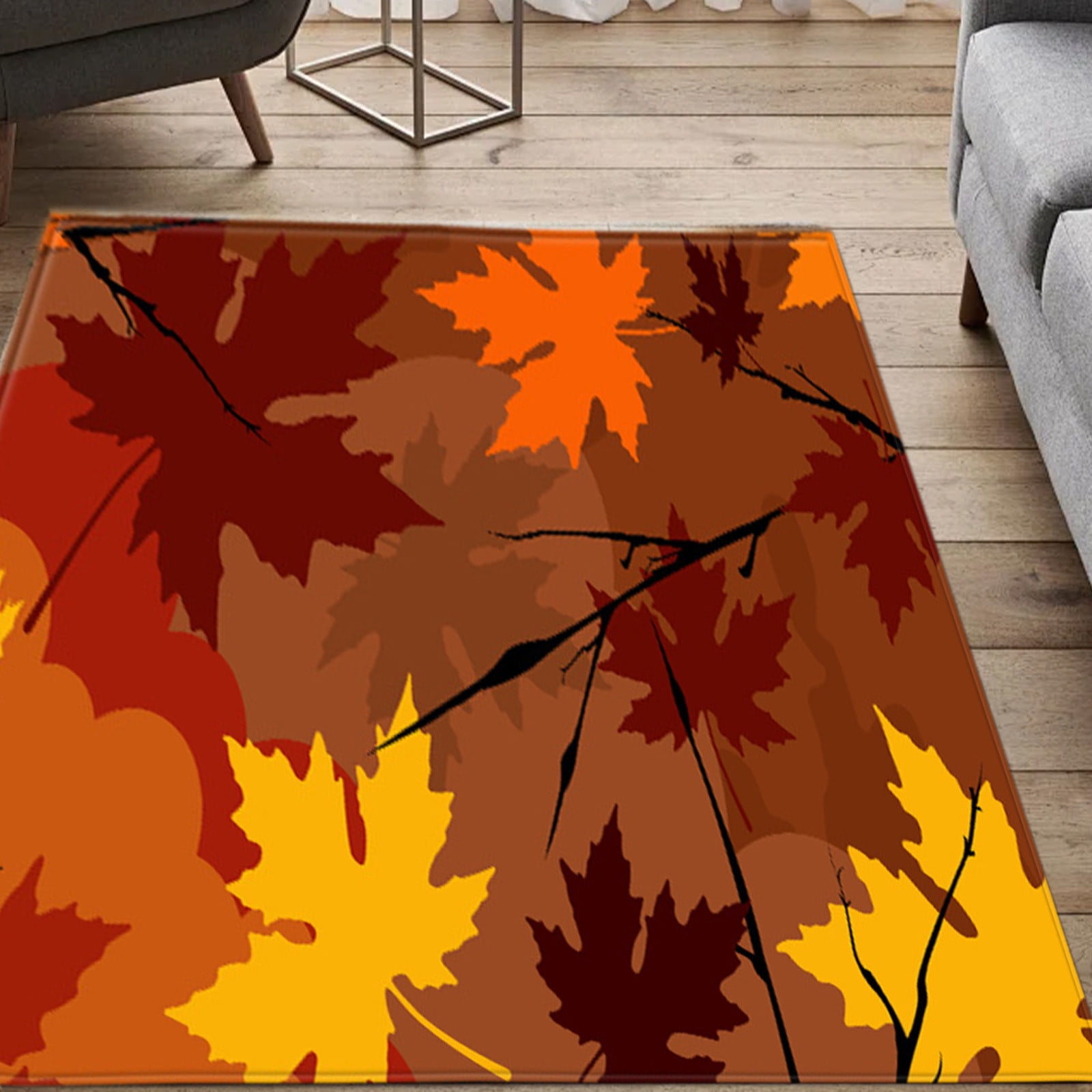 Kraoden Maple Leaf Rug for Living Room and Bedroom, Non-Slip Polyester ...