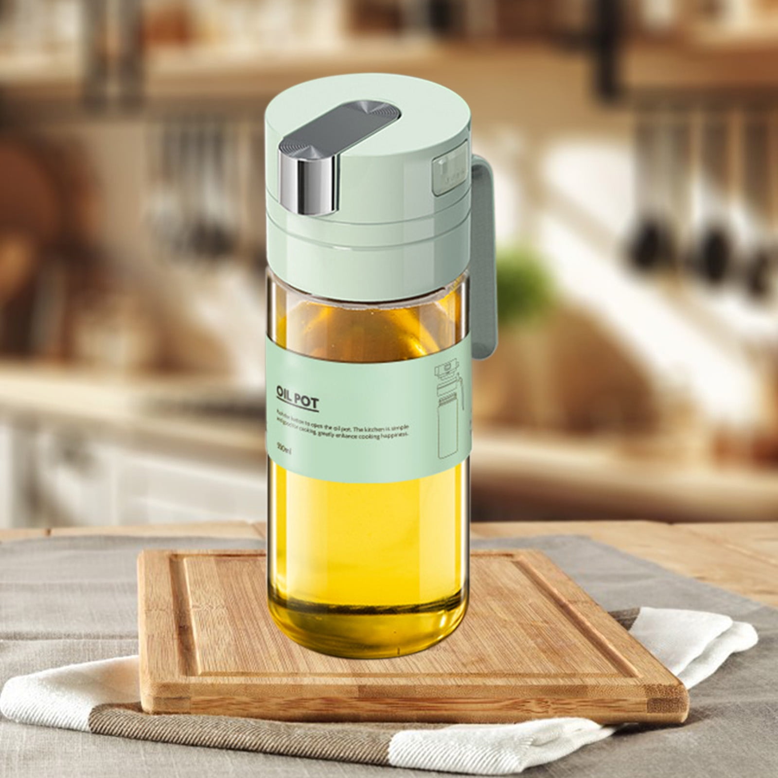Kraoden Oil Pot, Automatic Opening and Closing Leak Proof Glass Oil ...