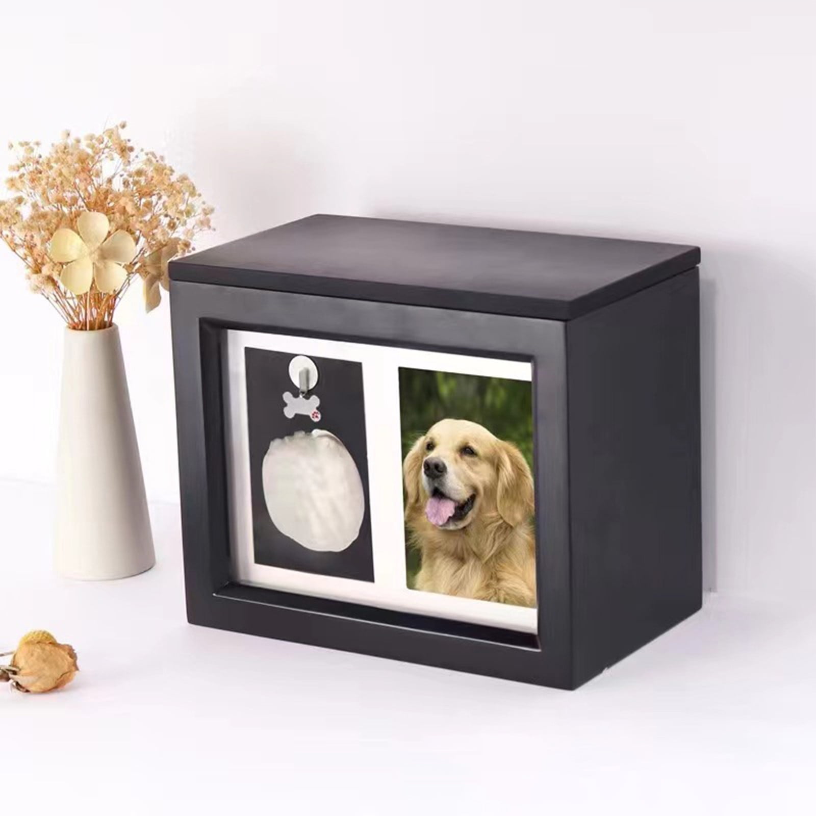 Kraoden Pet Urn Dog Ashes Memorial Box with Photo Album Wooden Pet ...